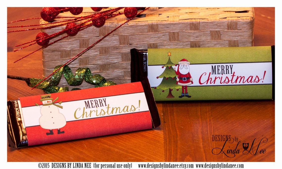 Candy Bar Wrappers Merry Christmas Santa Snowman Christmas - Etsy