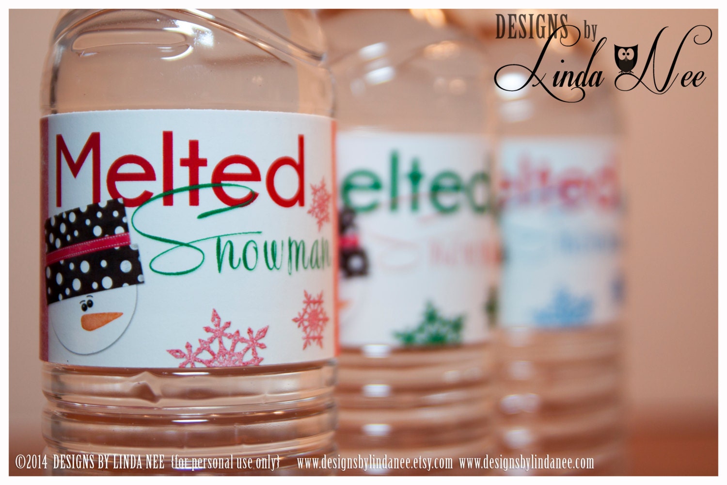 Melted Snowman Water Bottle Wrappers Melting Snowman Water | Etsy