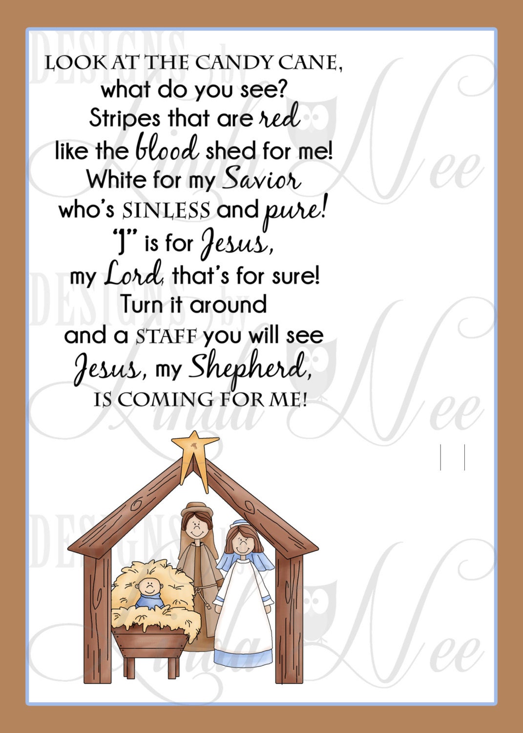 Legend of the Candy Cane Card: Christian Christmas Printable (instant ...