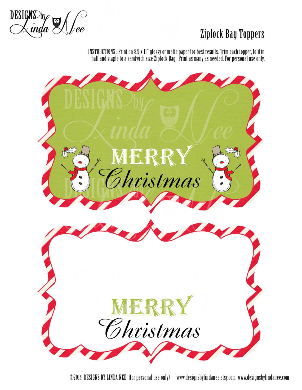 Christmas Treat Bag Toppers Santa Christmas Sandwich - Etsy