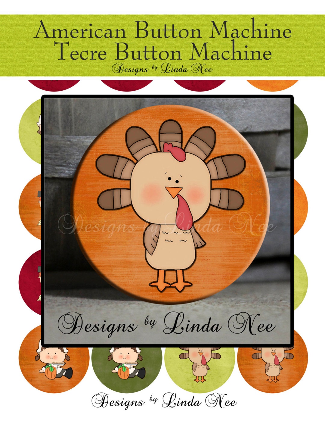 BUTTON Images 2.25 Inch Round 2.625 Overall Size - Turkey Time Digital ...