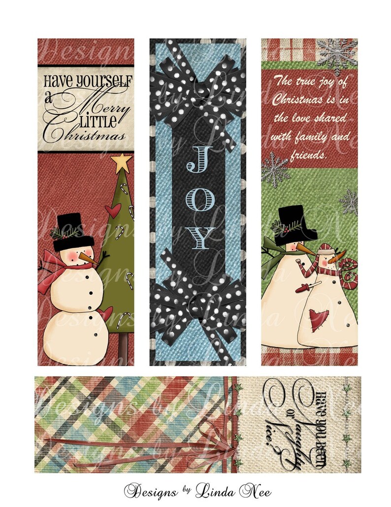 Christmas Cheer BOOKMARKS Printable Instant Download Snowman - Etsy
