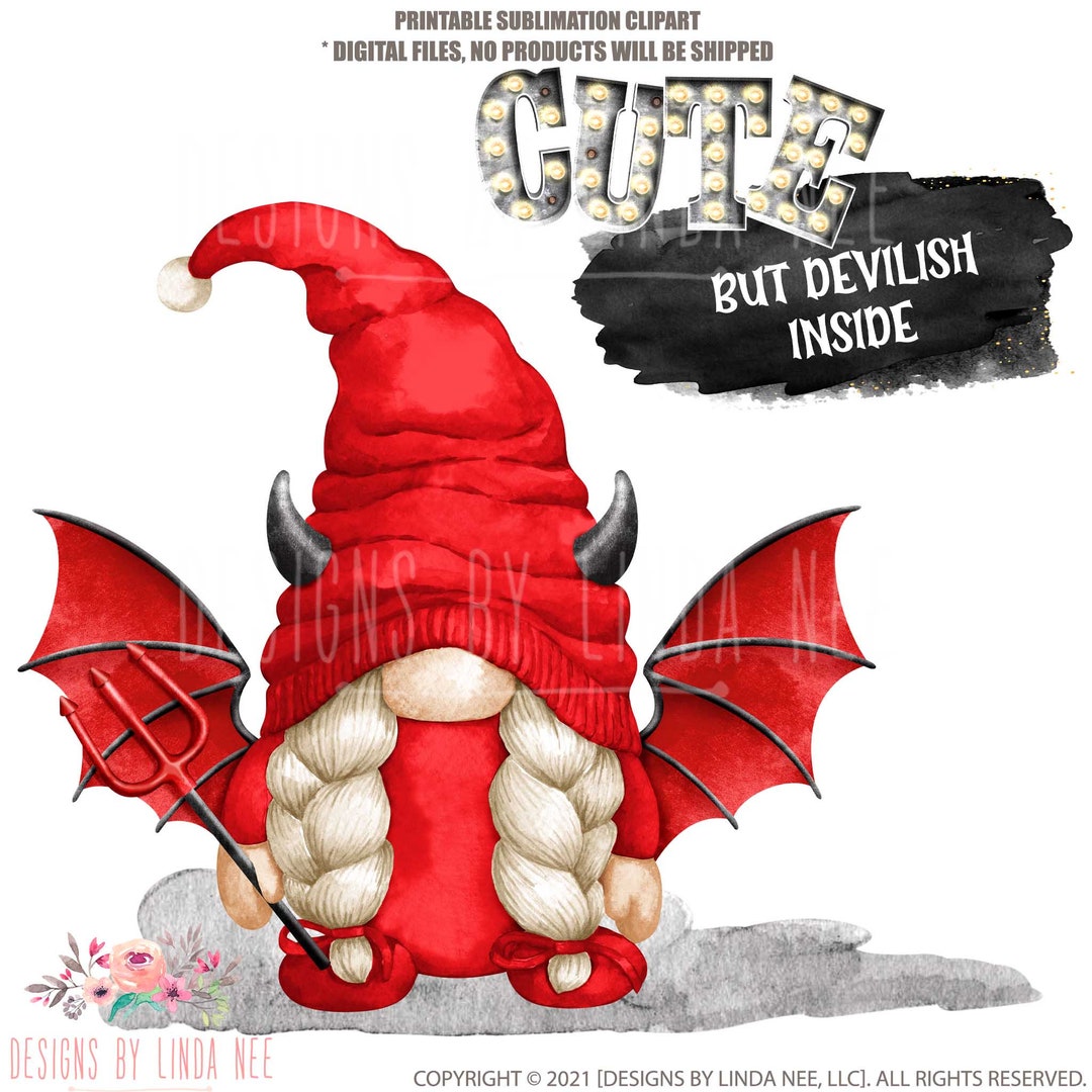 Devil Gnome PNG Digital Download, CUTE but Devilish Inside Gnome PNG ...