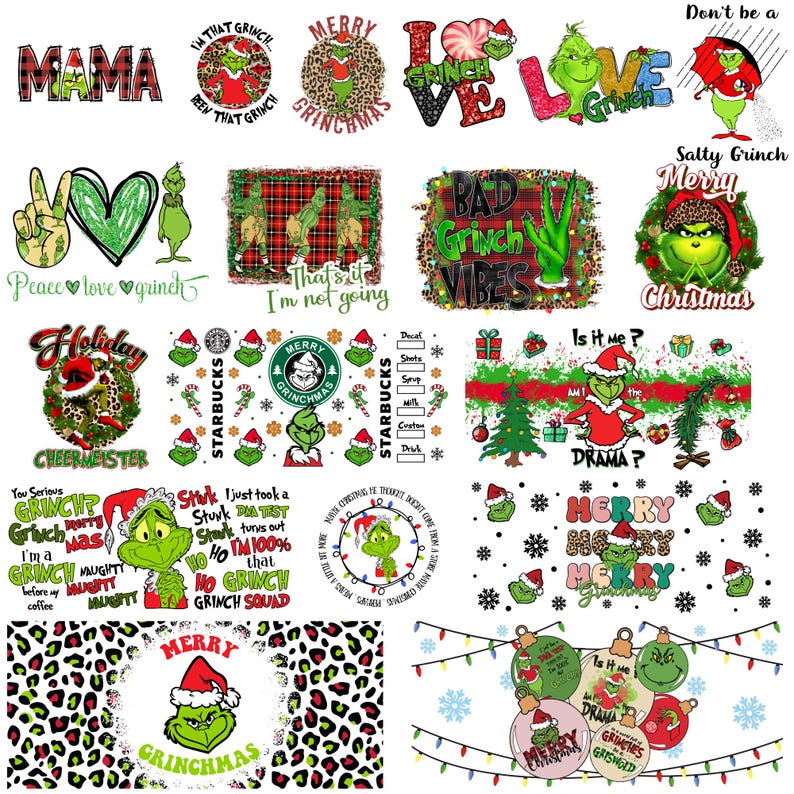 140+ Files the Grnich Png Bundle, Merry Grnichmas Png, Retro Grinc Png ...