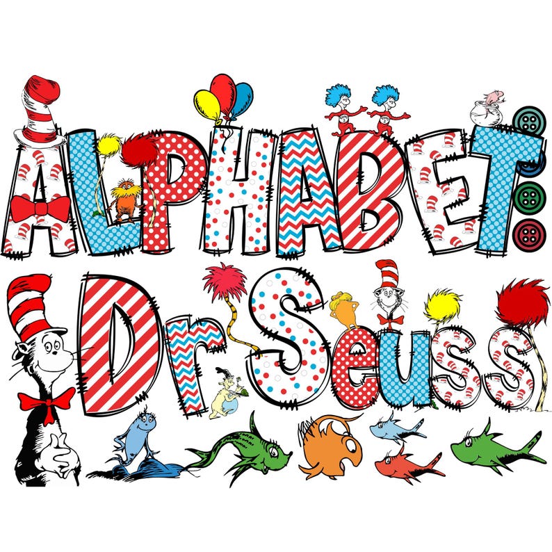 Dr. Suess Alphabet Png, Dr. Suess Bundle, Cat in the Hat PNG, Dr. Suess ...