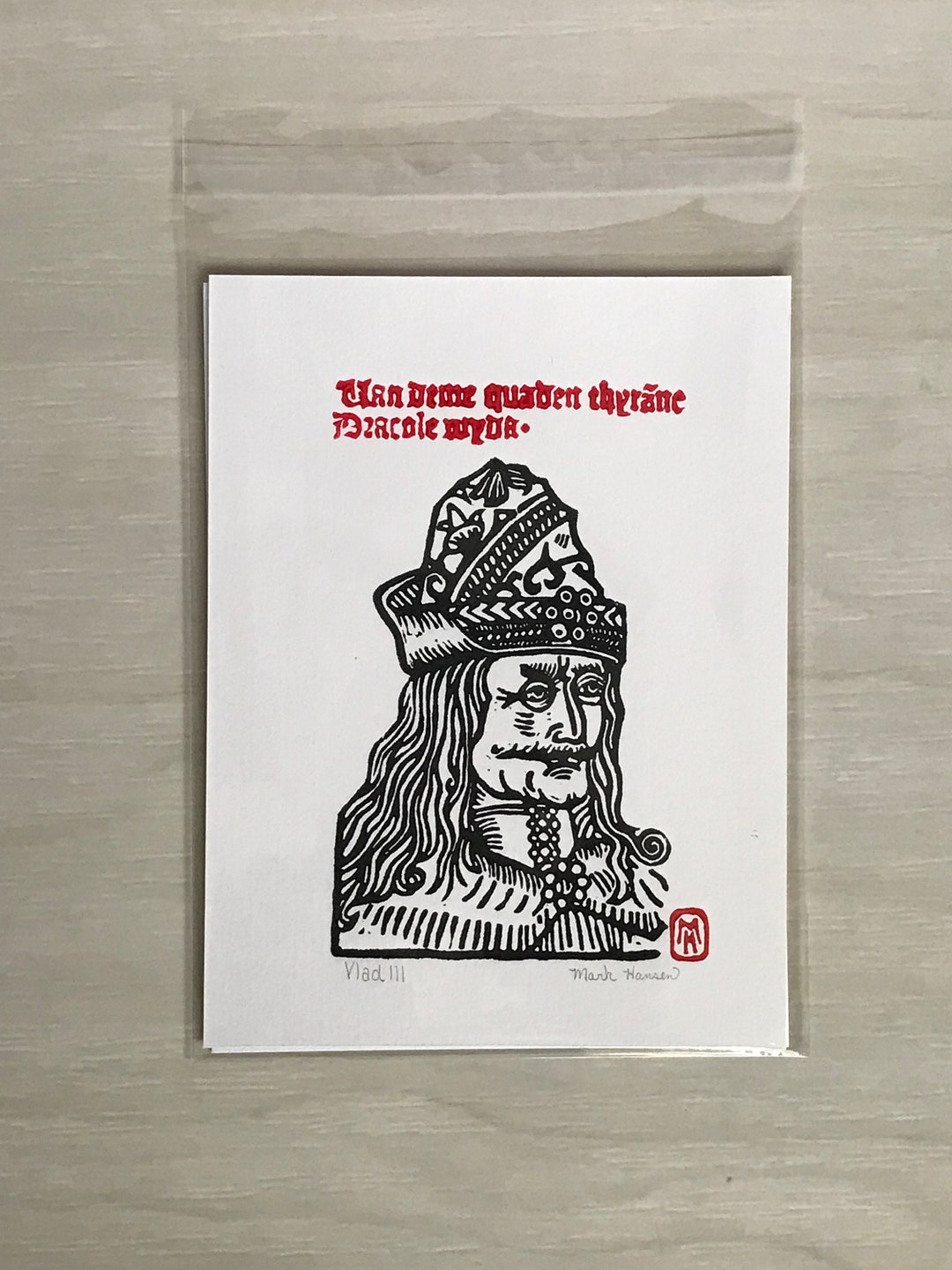 Linocut Print Vlad Dracula Vlad the Impaler 6”x8” - Etsy