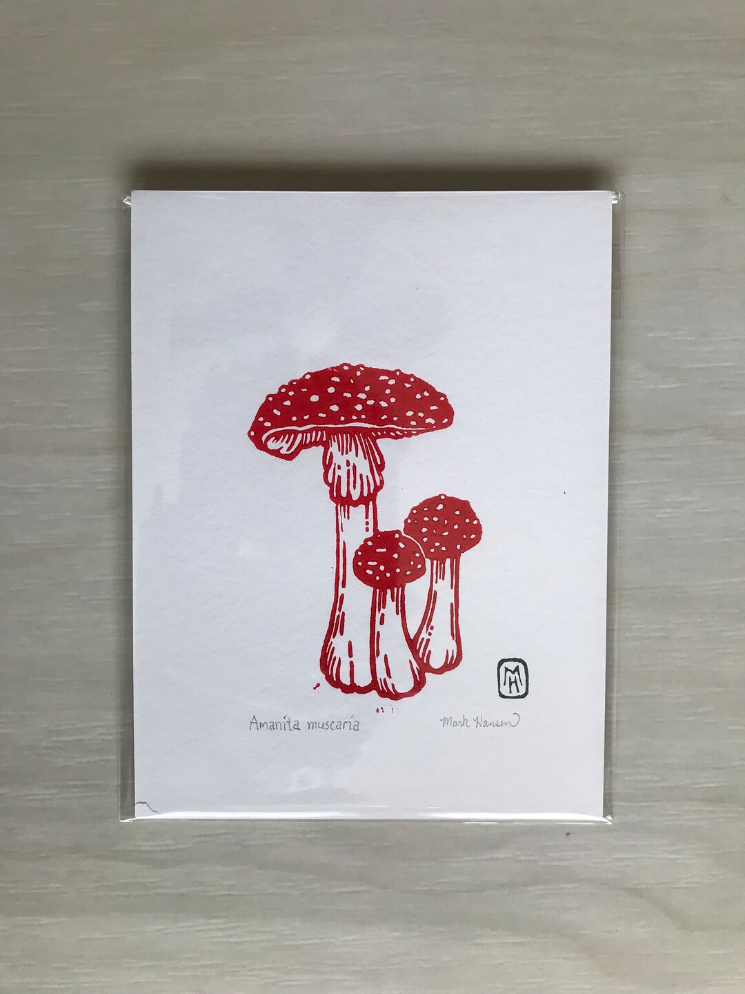 Linocut Print Amanita Muscaria Fly Agaric Mushroom Art Print - Etsy