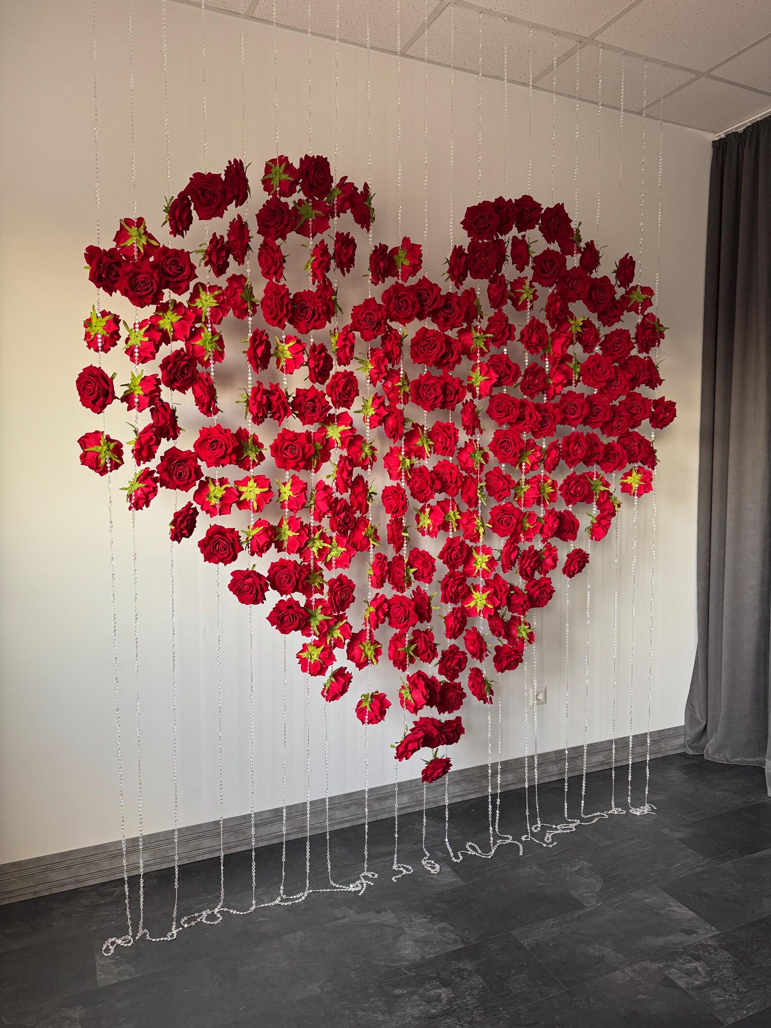 Hanging Red Rose Garland, Valentines Day Decor, Heart Engagement ...