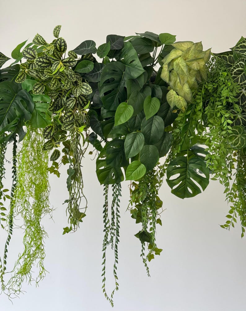 Hanging Greenery Arrangement, Artificial Greenery Garland, Tropical ...