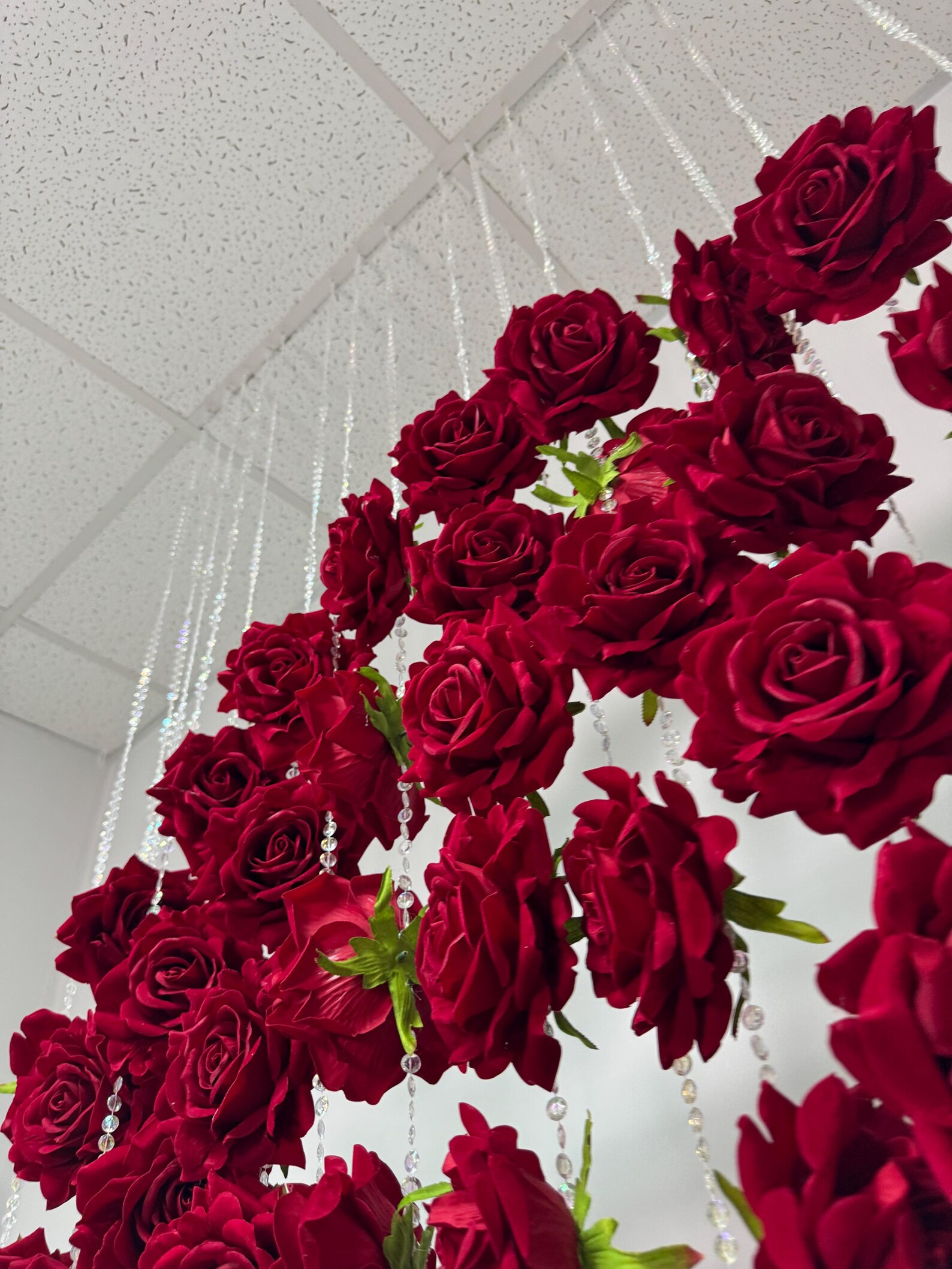 Red Rose Heart Garland, Hanging Floating Flowers, Valentines Day Decor ...