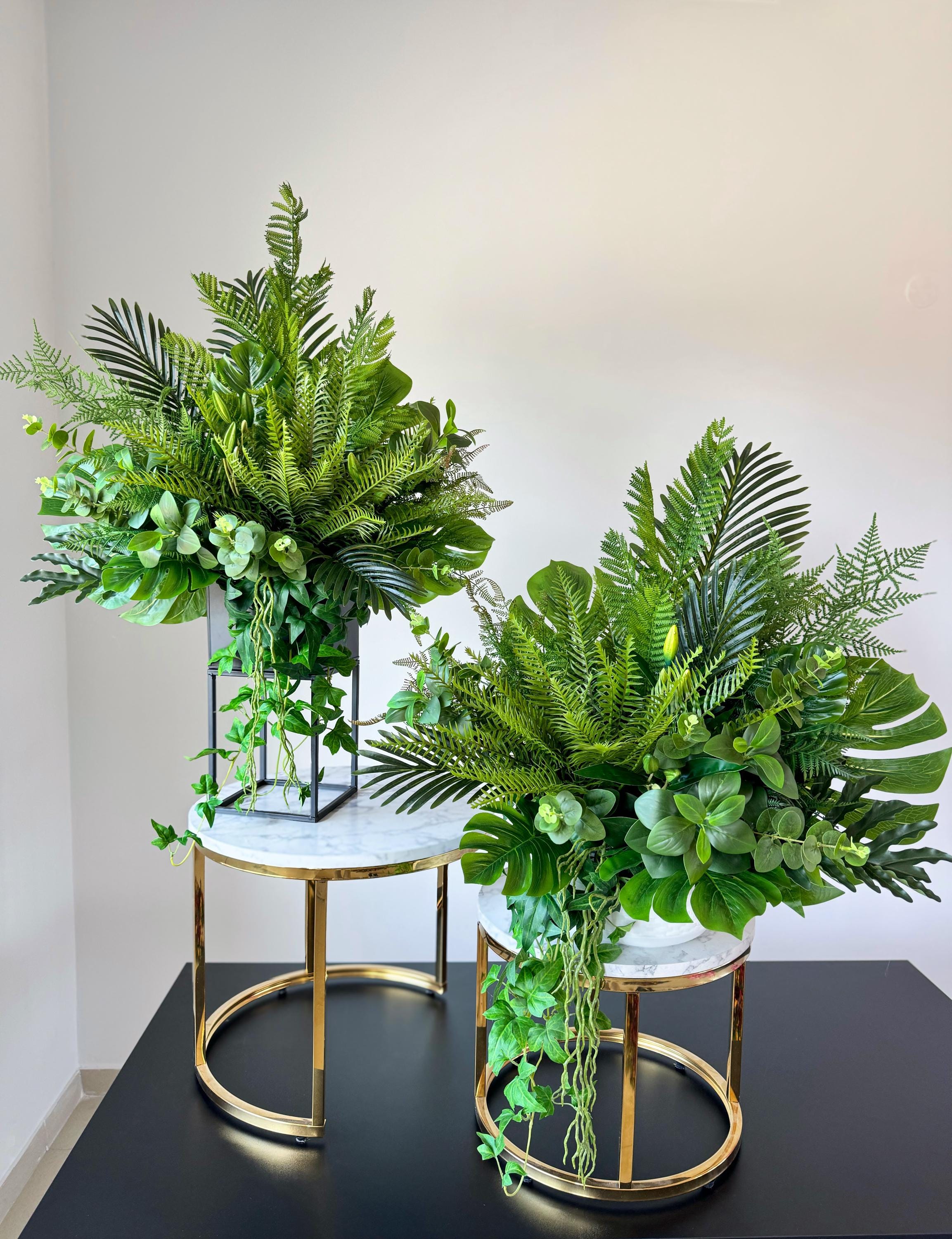Green Table Centerpiece Decor, Faux Greenery Arrangement, Fake Plant ...
