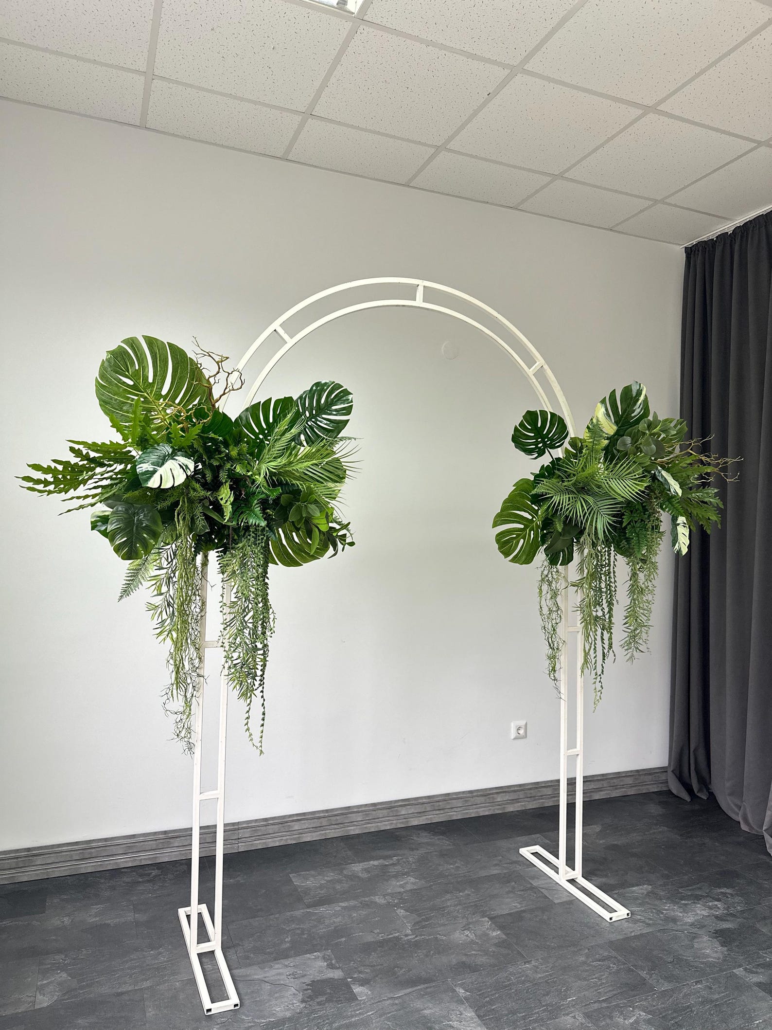 Real Touch Greenery Arch Arrangement, Monstera and Palm Leave Swag ...