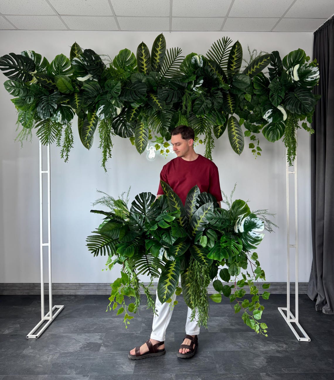 Tropical Wedding Garland, Arch Greenery Arrangement, Shop Front Garland ...