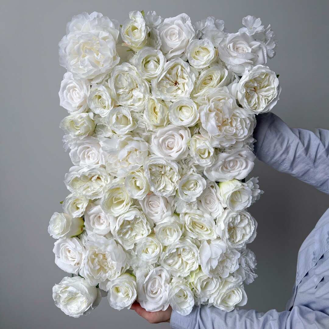 White Flower Wall Backdrop, White Roses Decor, Wedding Backdrop ...
