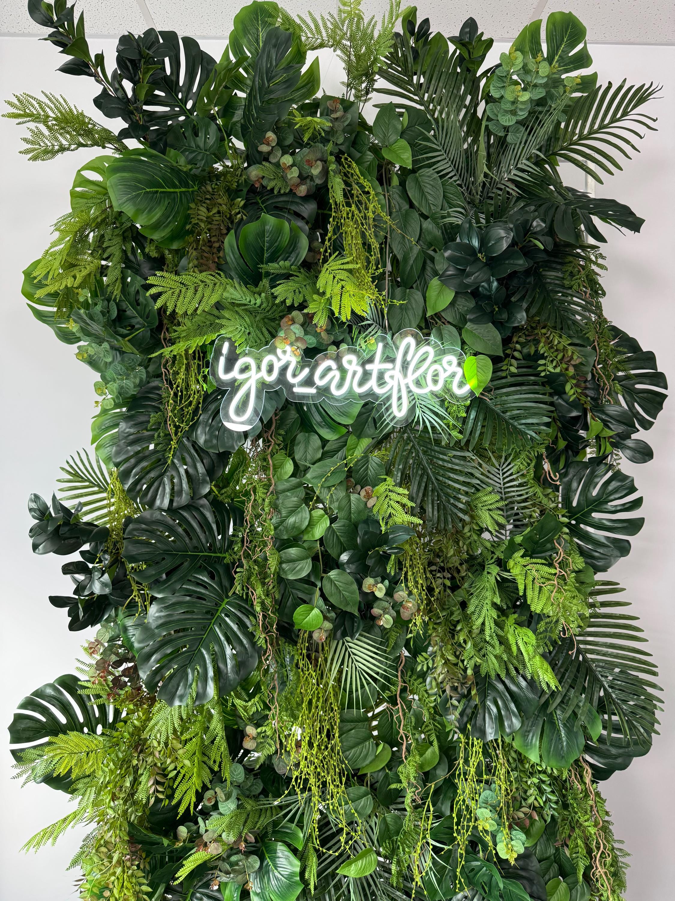 Faux Tropical Greenery Wall, Silk Greenery Backdrop, Artificial ...