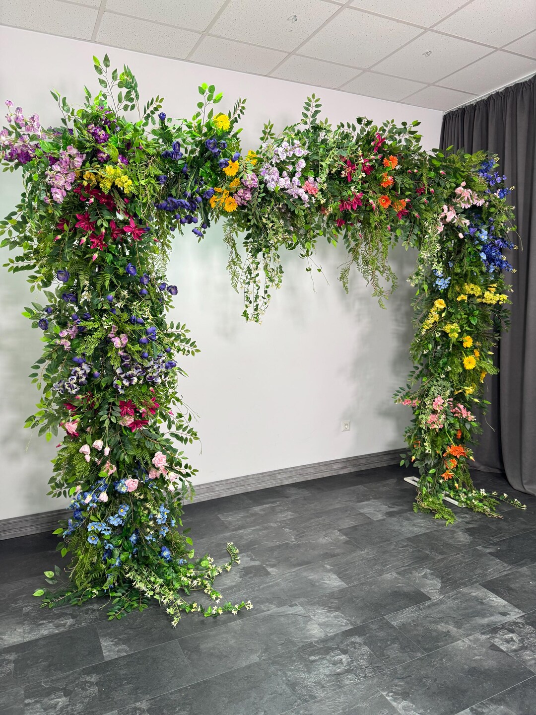 Lush Wildflower Storefront Garland, Silk Arbor Flowers, Aisle Flower ...