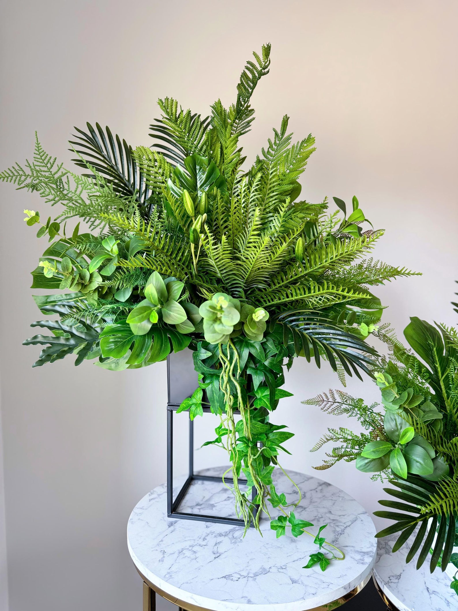 Green Table Centerpiece Decor, Faux Greenery Arrangement, Fake Plant ...