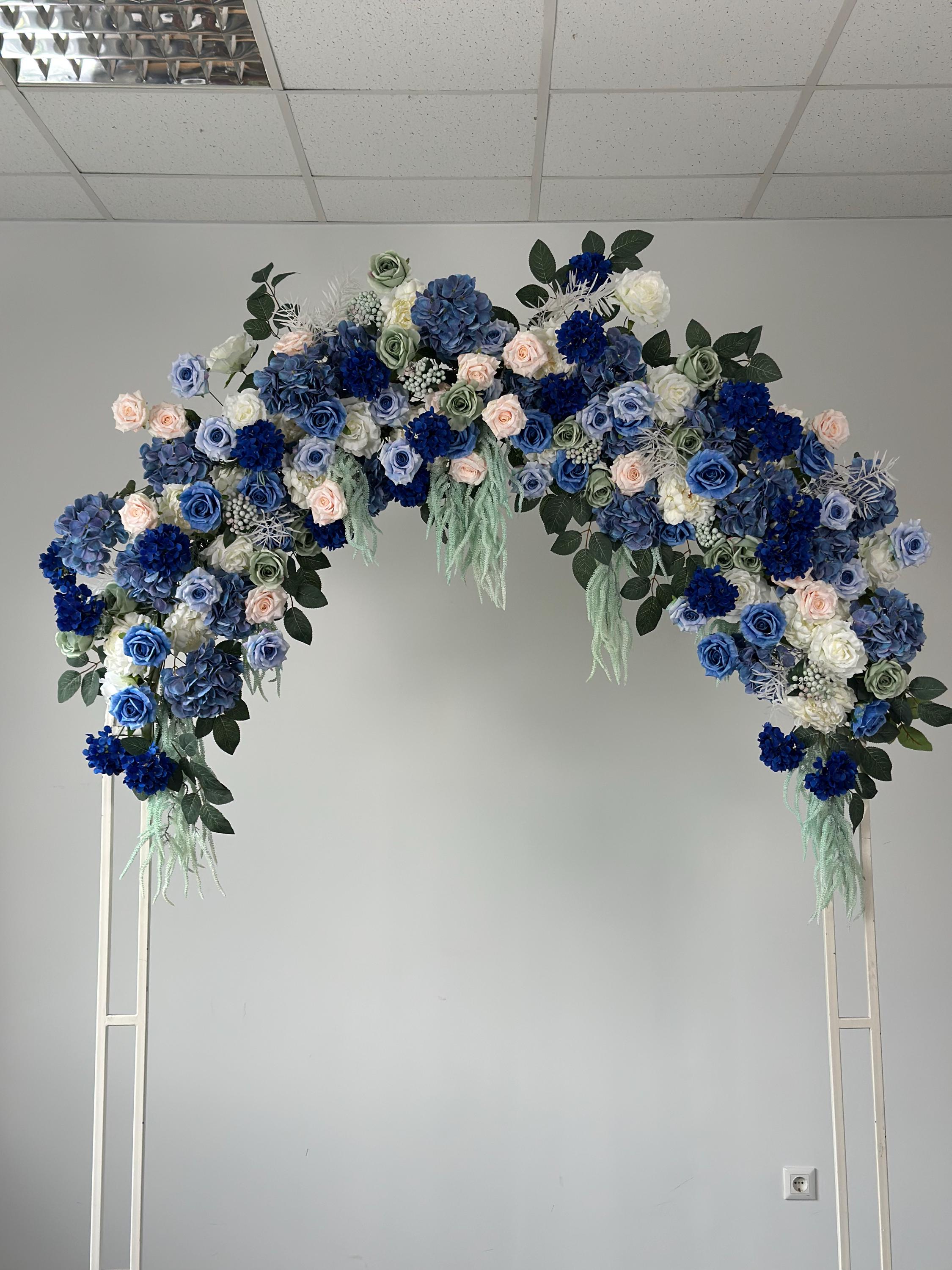 Blue Arch Flower Arrangement, Wedding Arbor Flowers, Silk Hydrangea ...