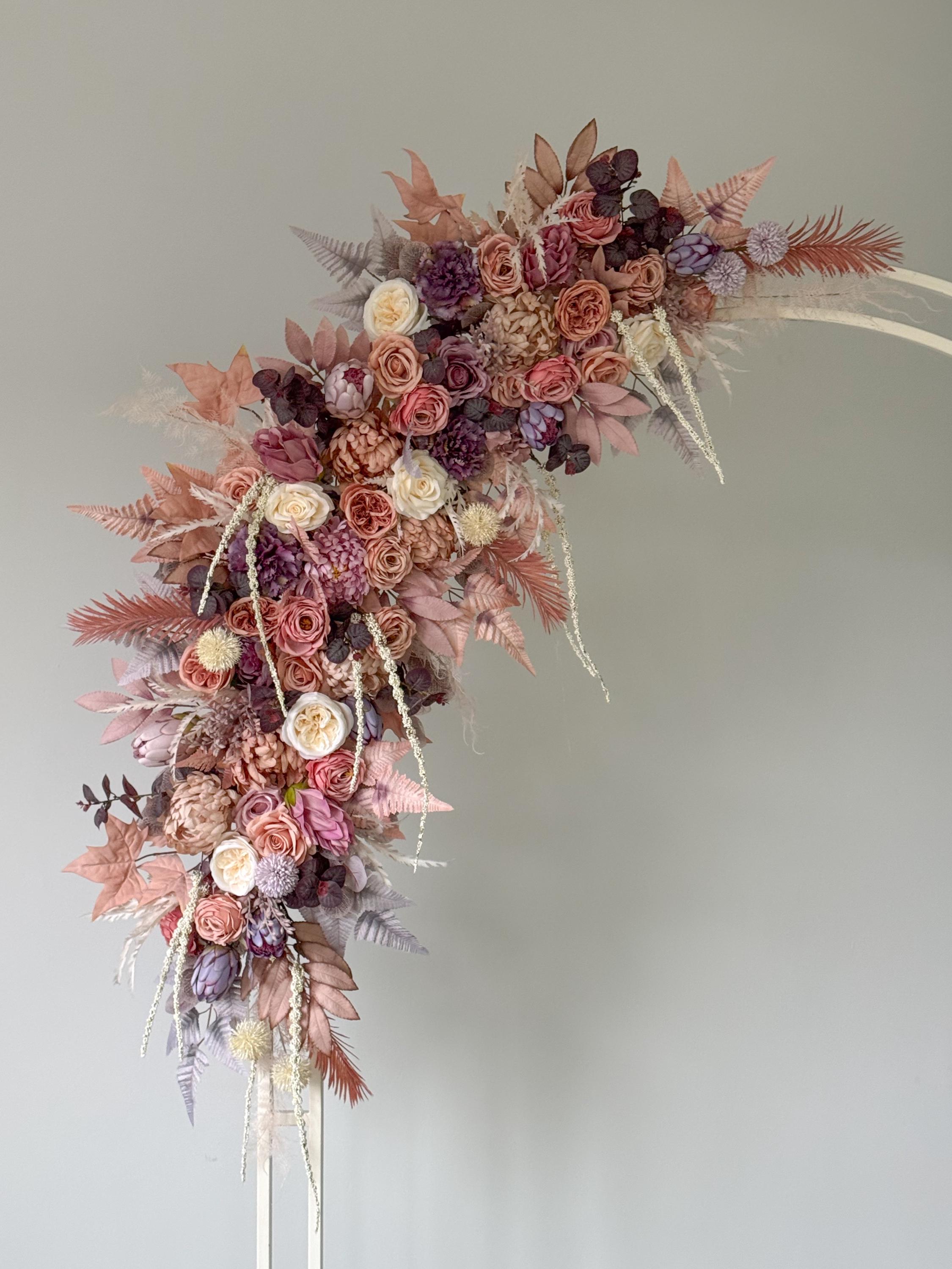Dusty Pink Flower Corner Swag, Wedding Altar Flowers, Arbor Arrangement ...