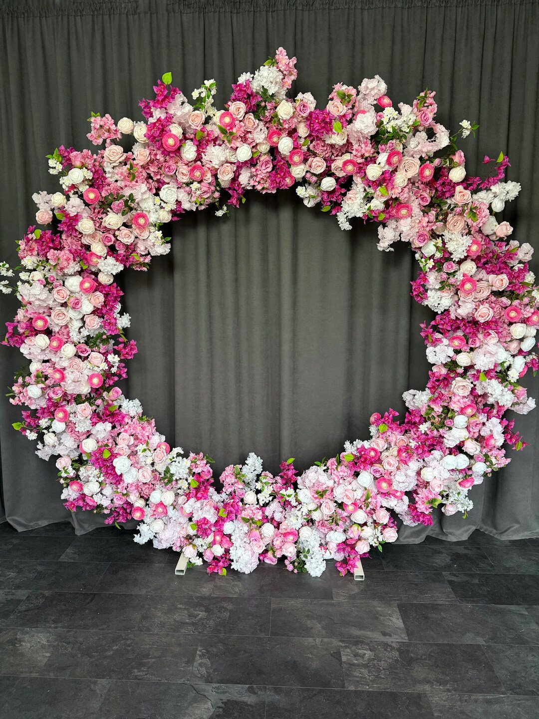 Pink Roses Circle Arch, Wedding Flower Arrangement, Round Flower Arbor ...