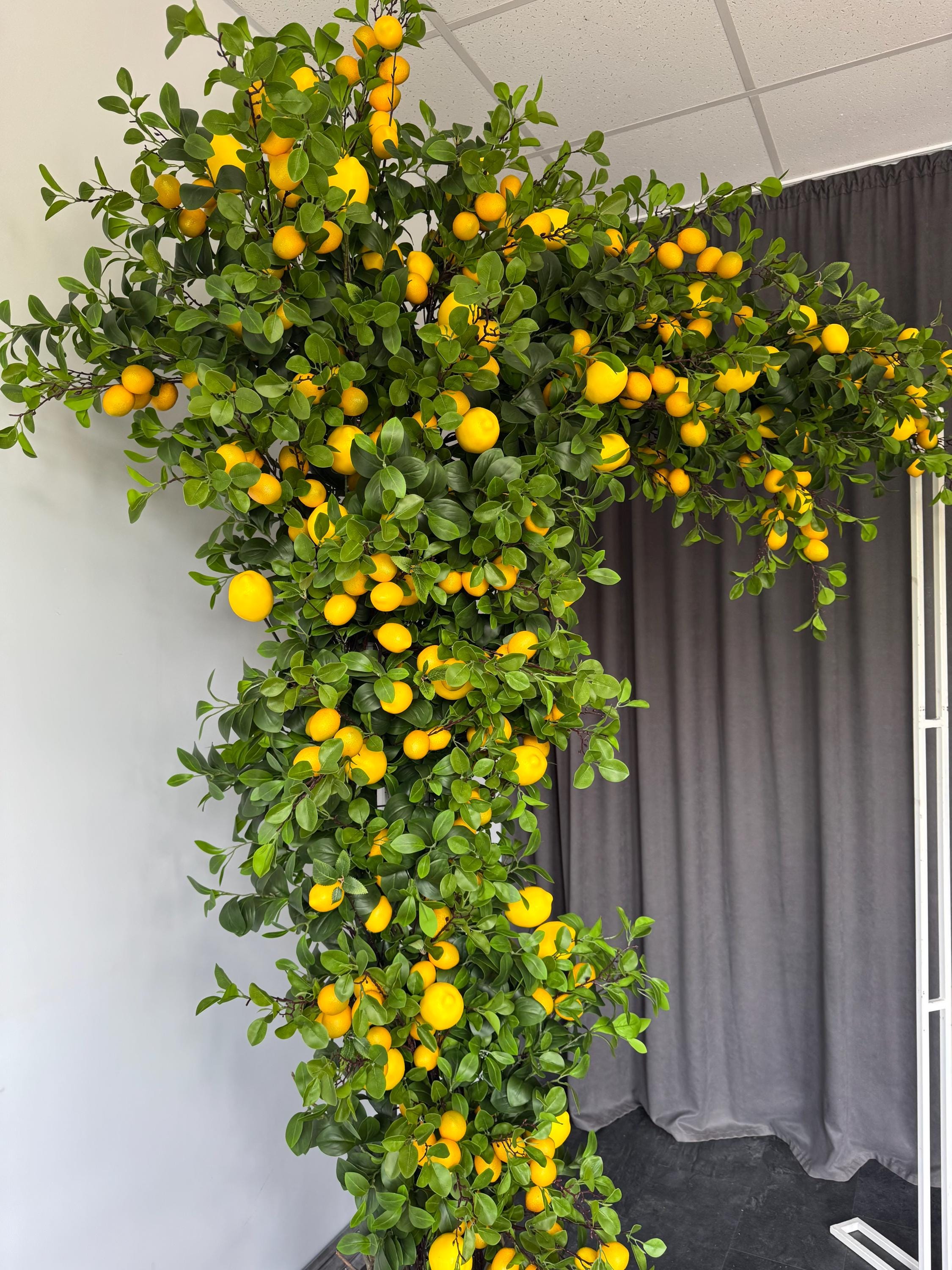 Front Shop Lemon Garland, Fake Citrus Backdrop, Restaurant Greenery ...