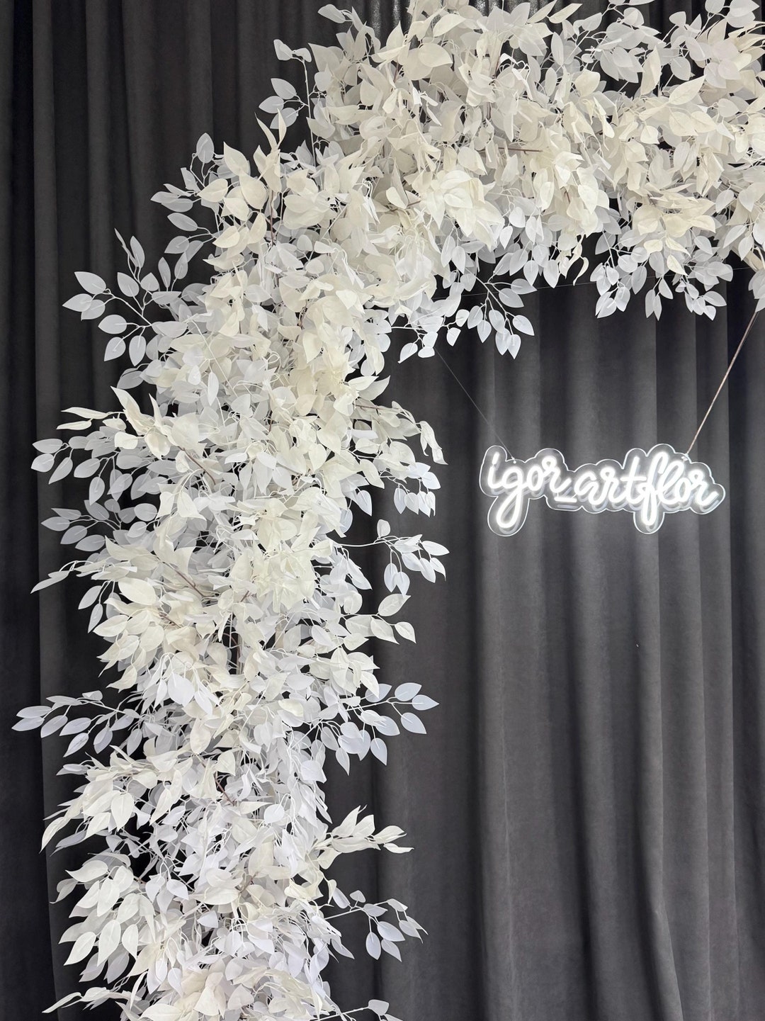 Silk White Greenery Arbor Arrangement, Faux Foliage Garland, Front Shop ...
