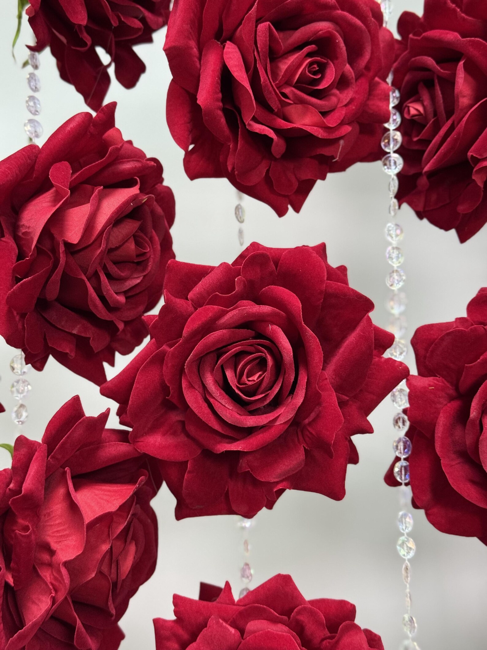 Red Rose Heart Garland, Hanging Floating Flowers, Valentines Day Decor ...