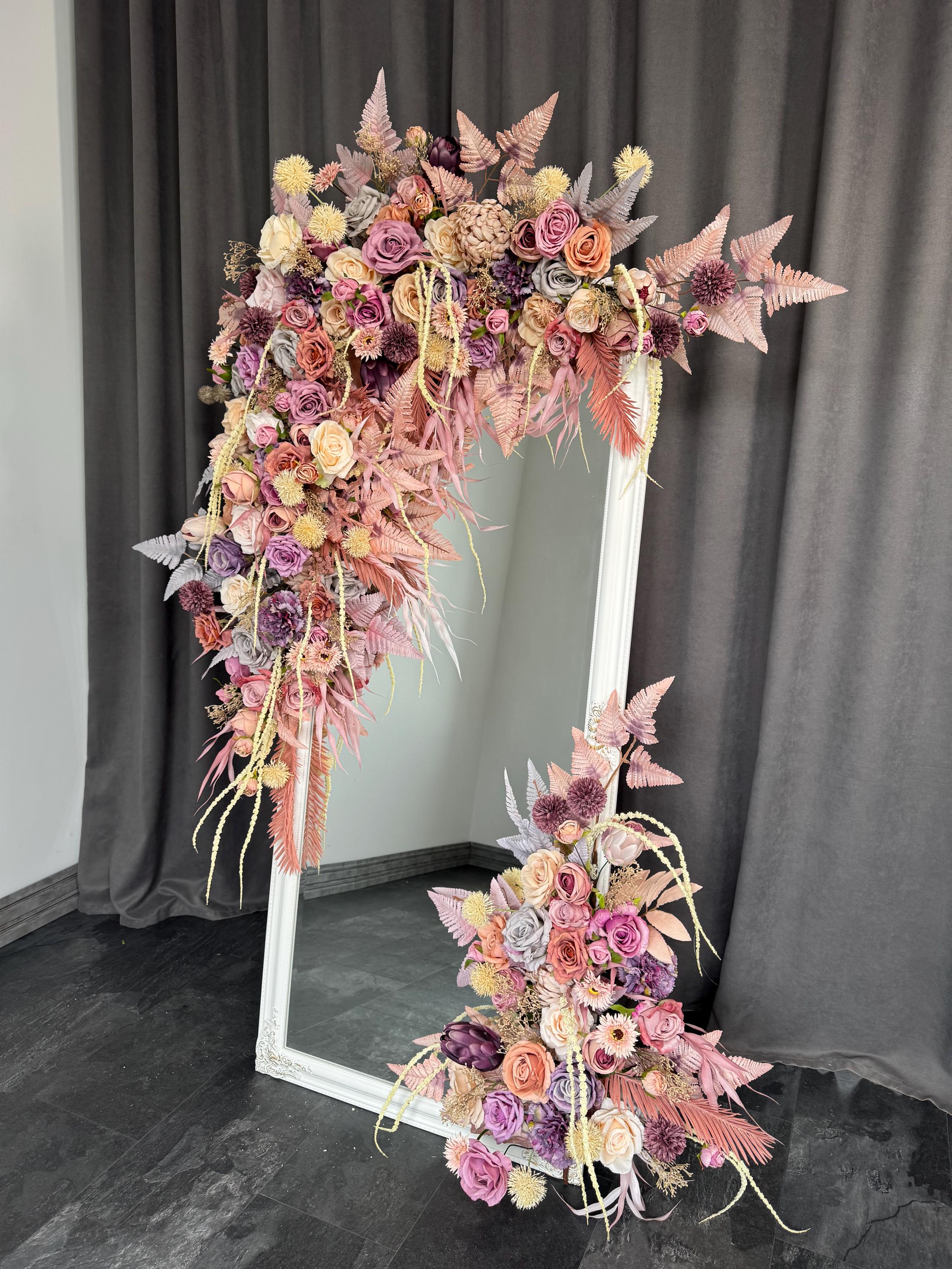 Pink Artificial Flower Mirror Arrangement, Welcome Sign Flowers ...
