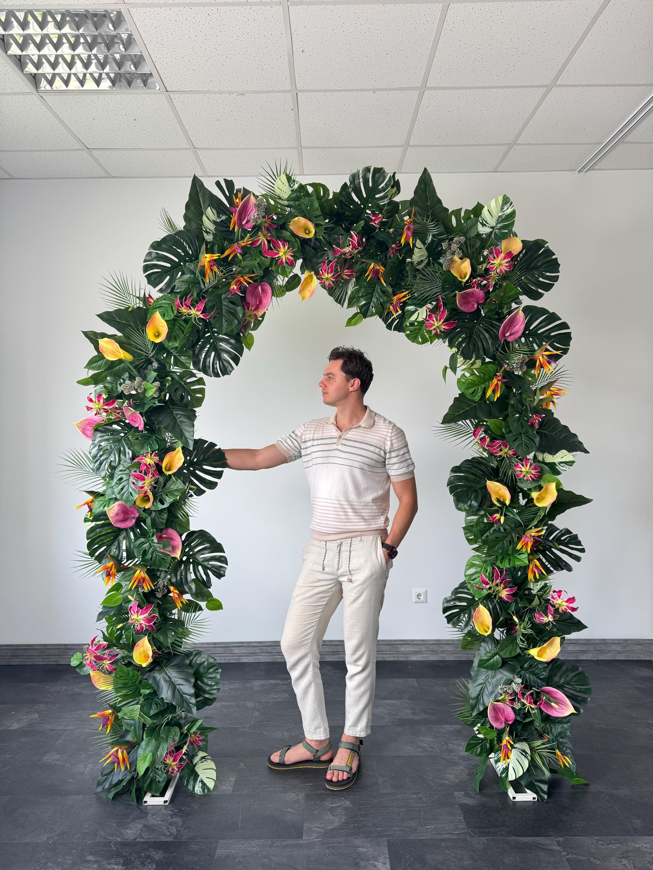 Tropical Greenery Garland, Silk Arbor Decor, Wedding Arch Flower, Faux ...