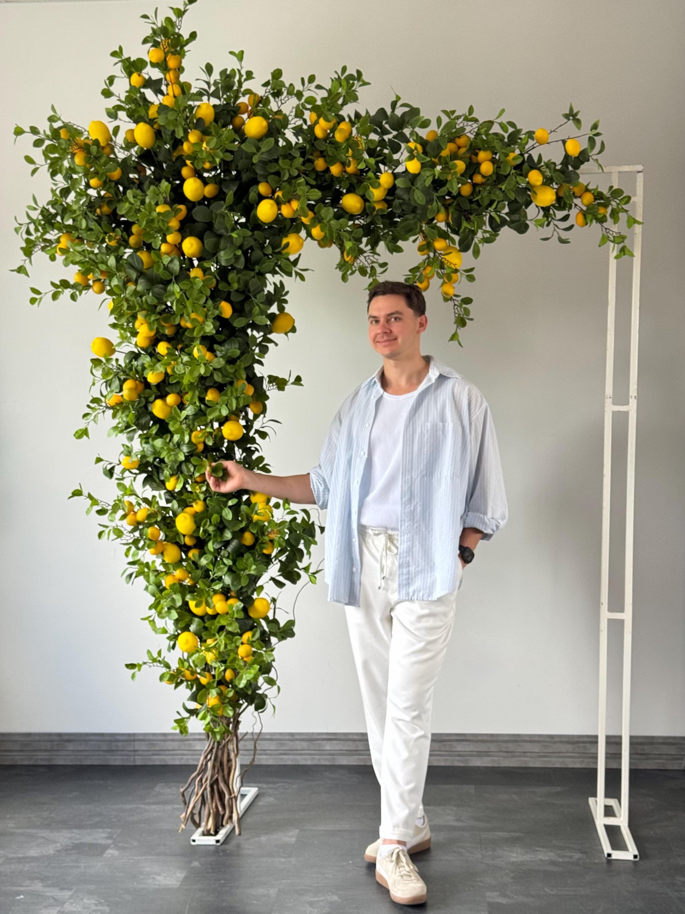 Front Shop Lemon Garland, Fake Citrus Backdrop, Restaurant Greenery ...
