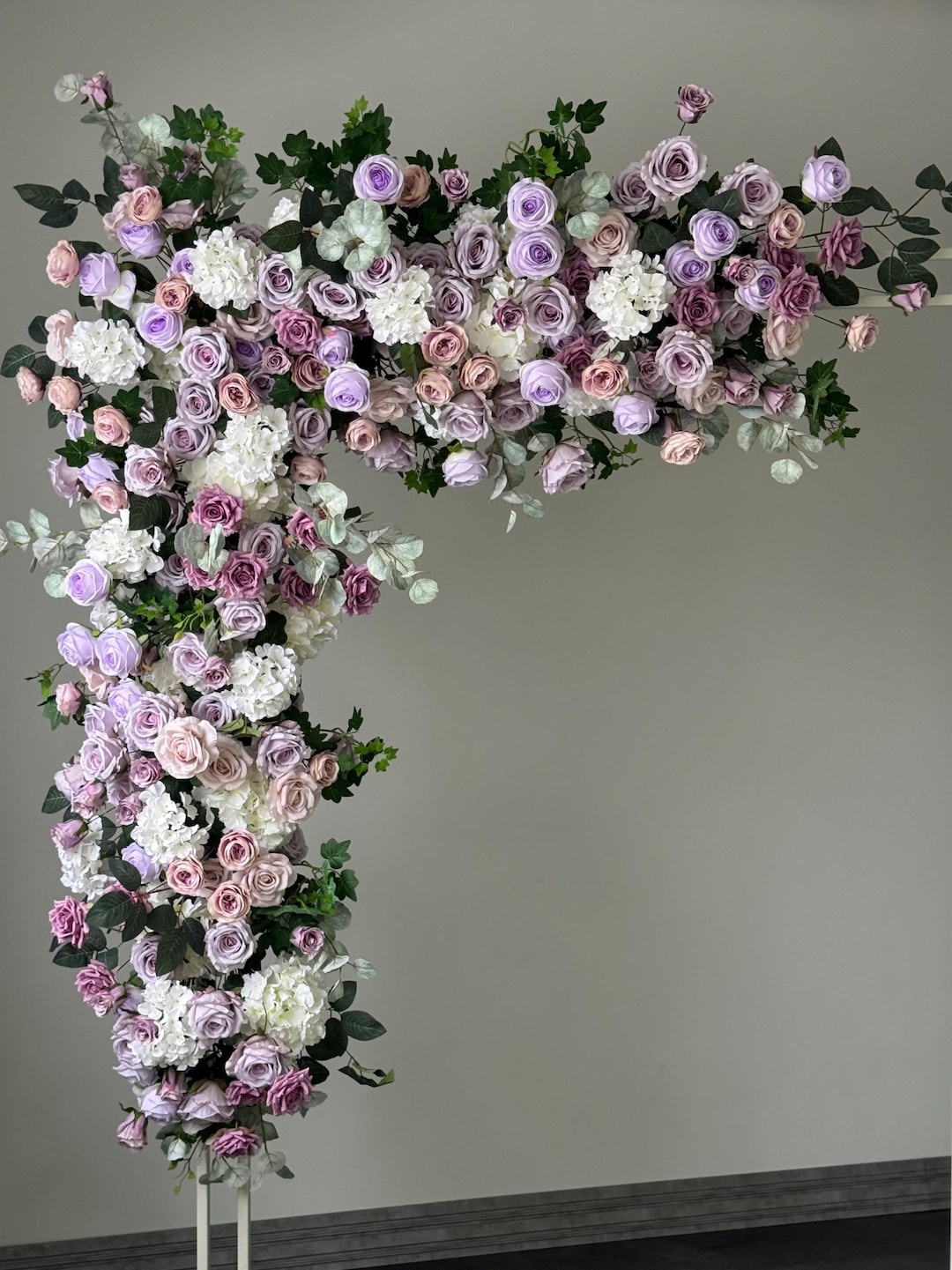 Purple White Wedding Altar Flowers, Rose Hydrangea Eucalyptus Arch ...