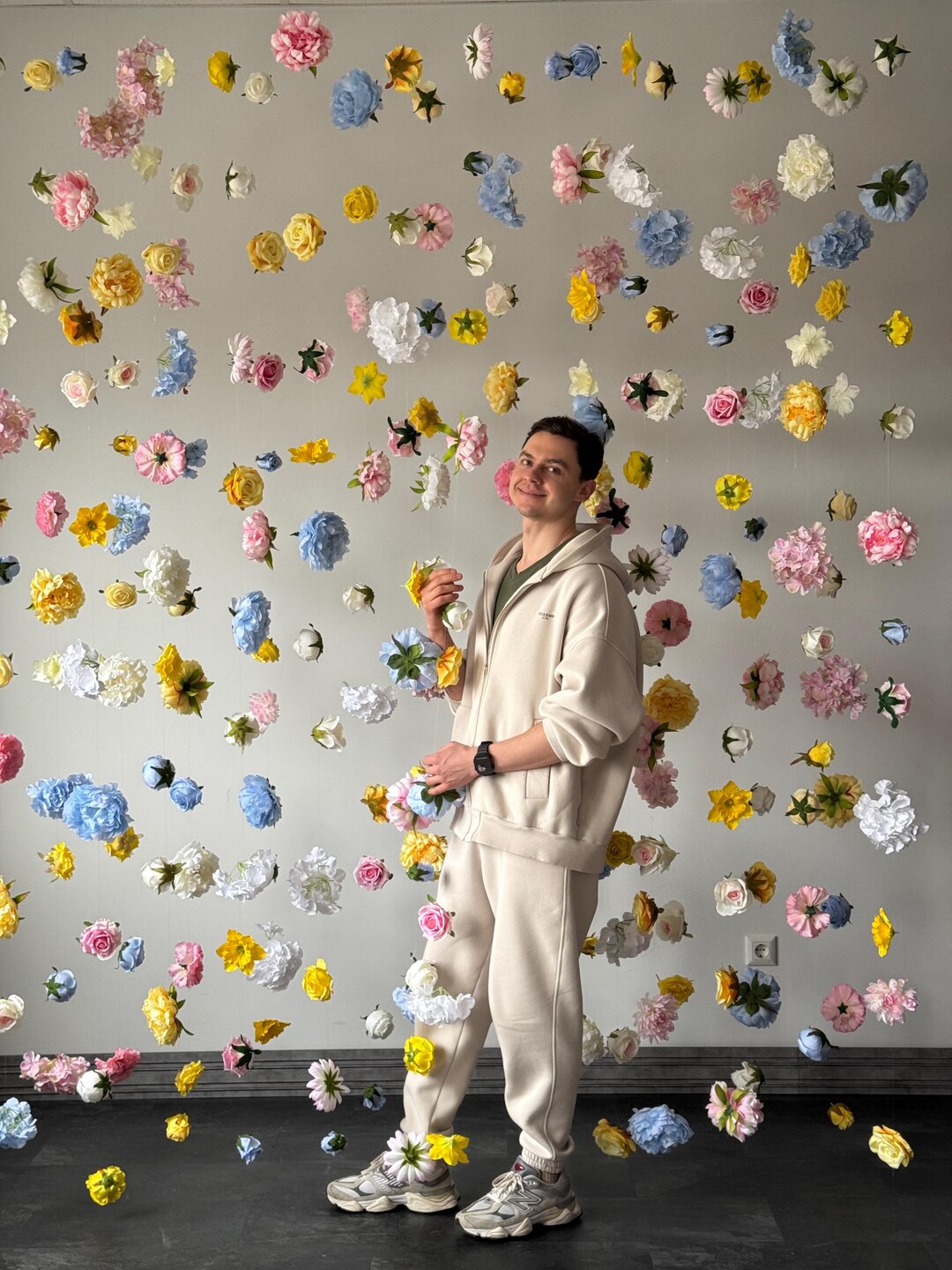 Pastel Flower Wall Hanging, Summer Flower Wall, Silk Rose Magnolia ...