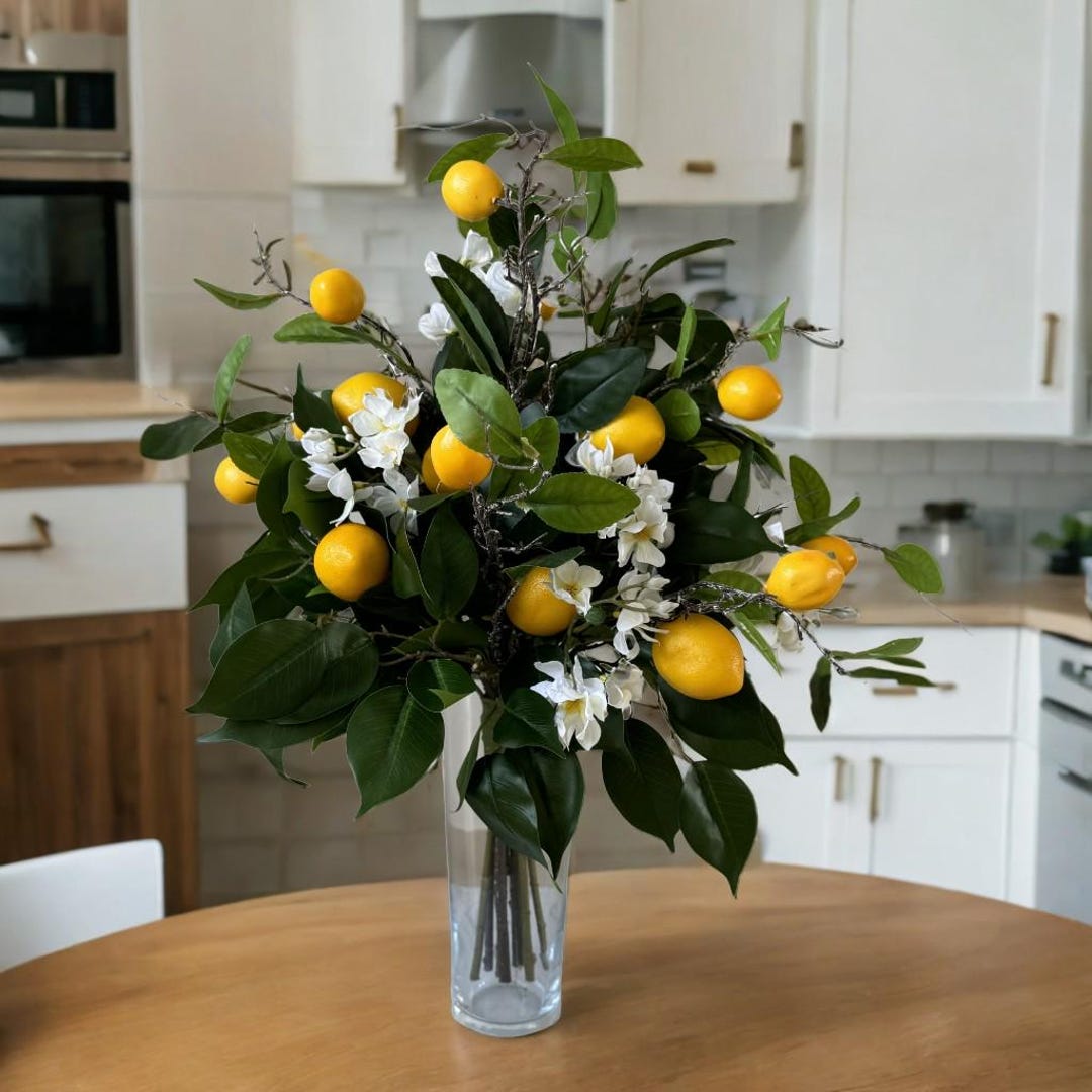 Fake Lemon Tree, Lemon Kitchen Decor, Artificial Citrus Tree, Farmhouse ...