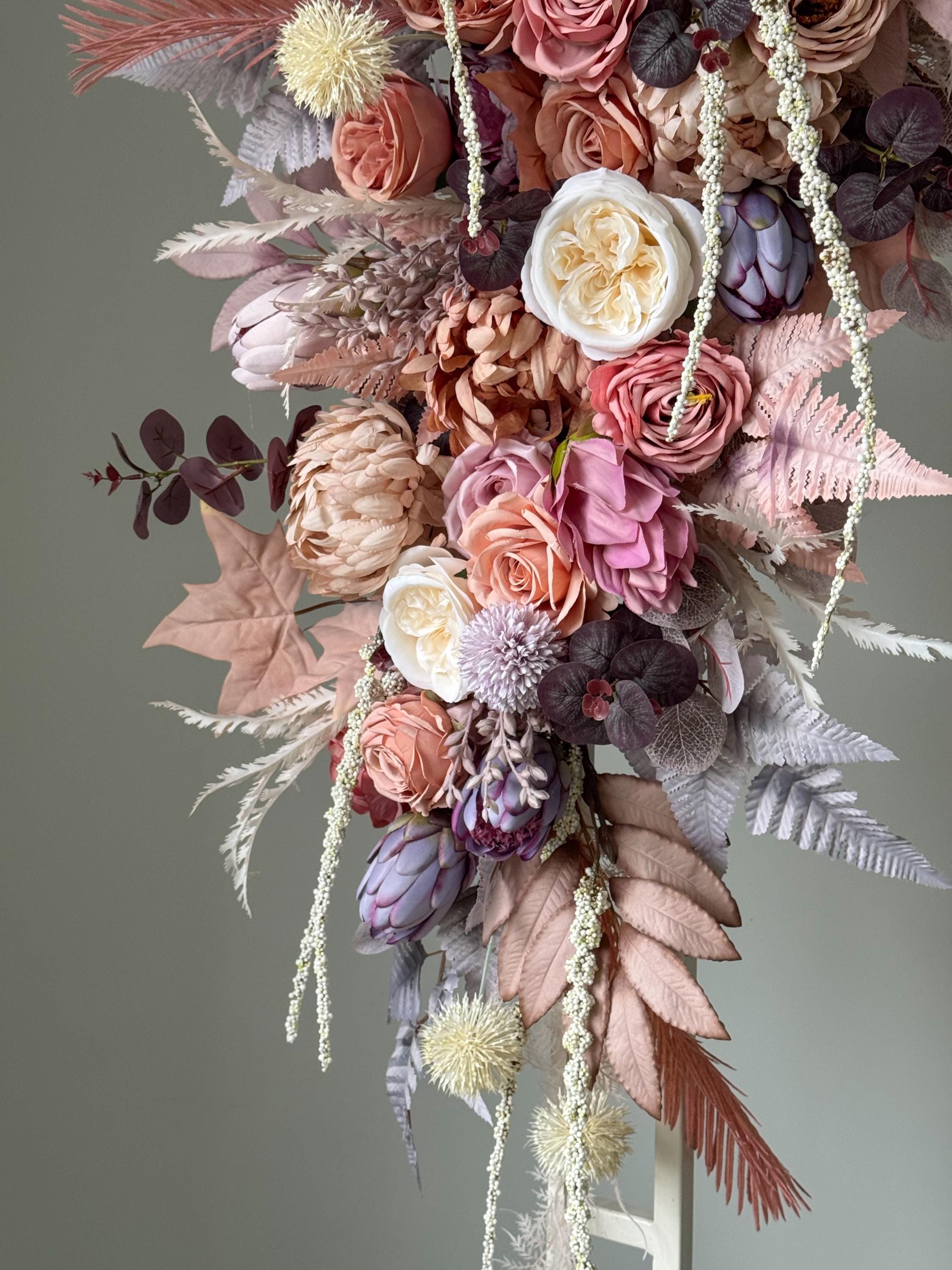 Dusty Pink Flower Corner Swag, Wedding Altar Flowers, Arbor Arrangement ...