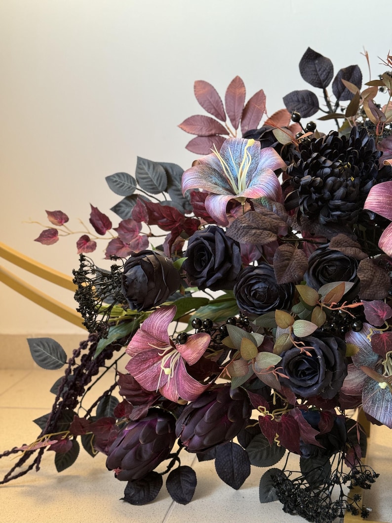 Goth Flowers for Wedding Gazebo, Burgundy Roses Arch, Goth Arbor ...