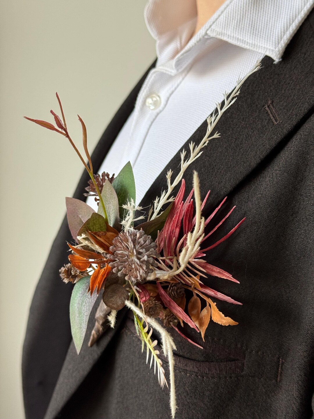 Wedding Terracotta Boutonniere, Silk Greenery Boutonniere, Groom ...
