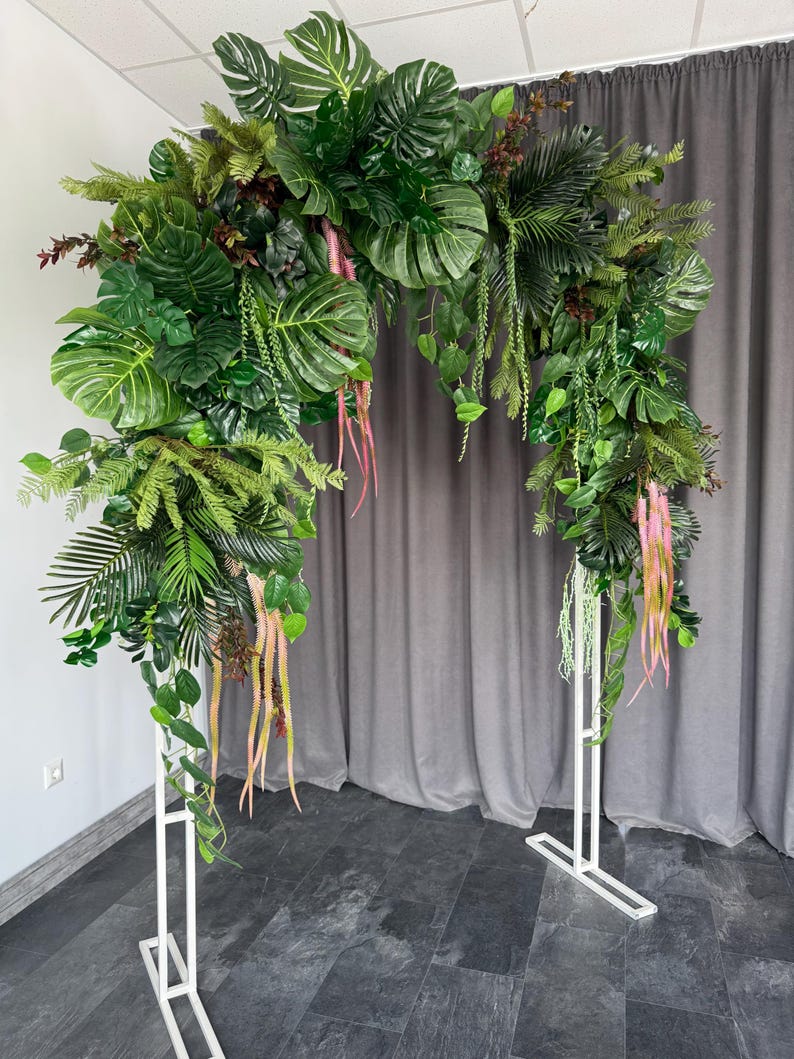 Silk Monstera Arch Garland, Artificial Restaurant Greenery Arrangement ...
