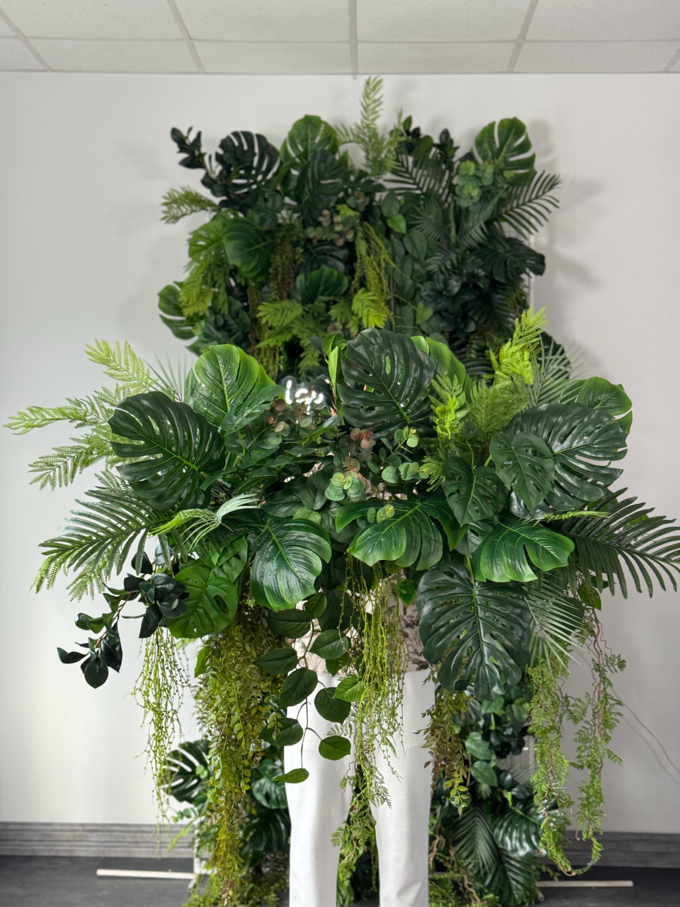 Faux Tropical Greenery Wall, Silk Greenery Backdrop, Artificial ...