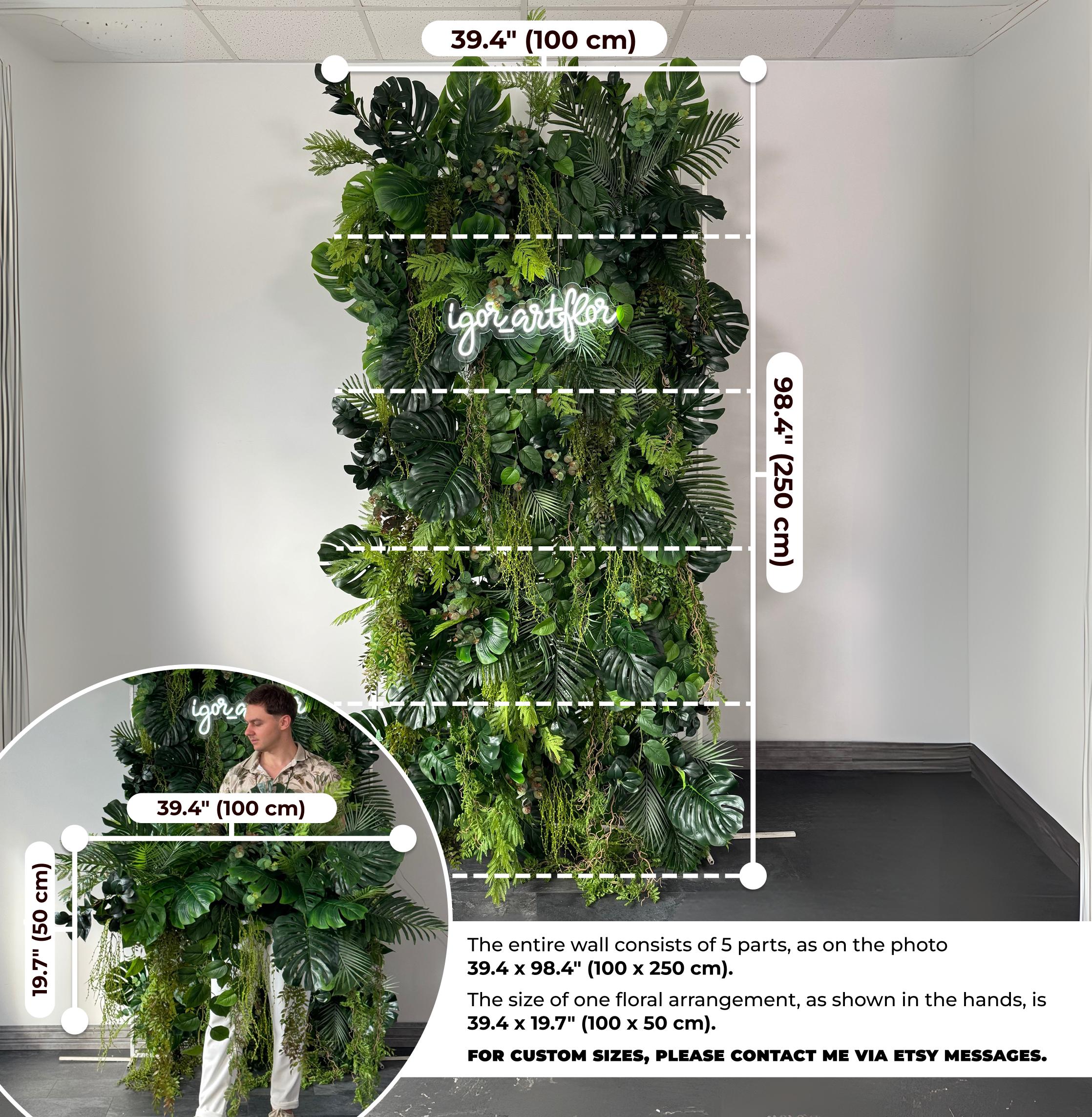 Faux Tropical Greenery Wall, Silk Greenery Backdrop, Artificial ...