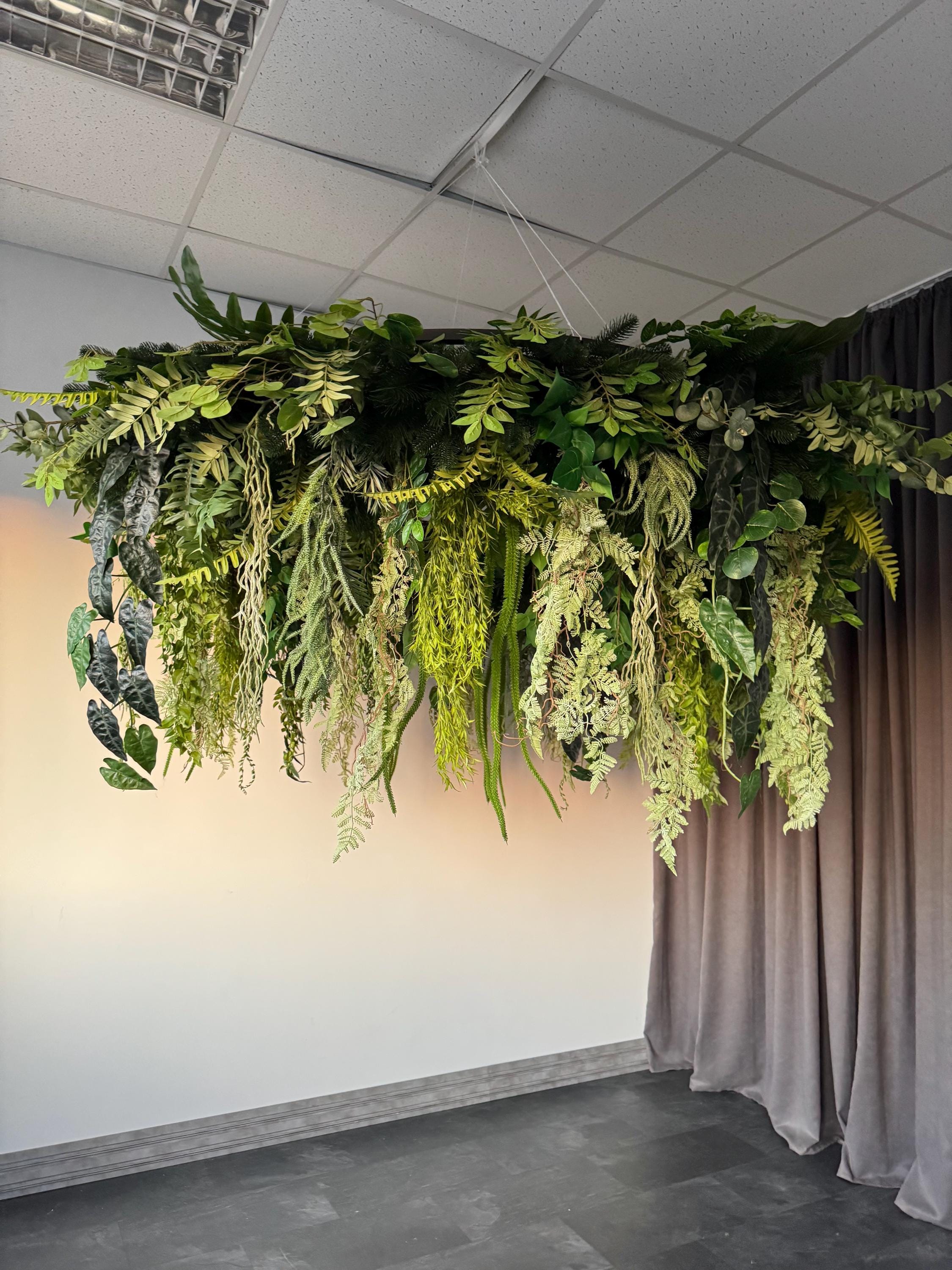 Faux Greenery Chandelier, Hanging Greenery, Ceiling Greenery ...