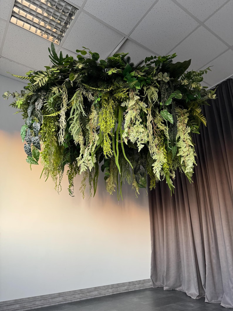 Faux Greenery Chandelier, Hanging Greenery, Ceiling Greenery ...
