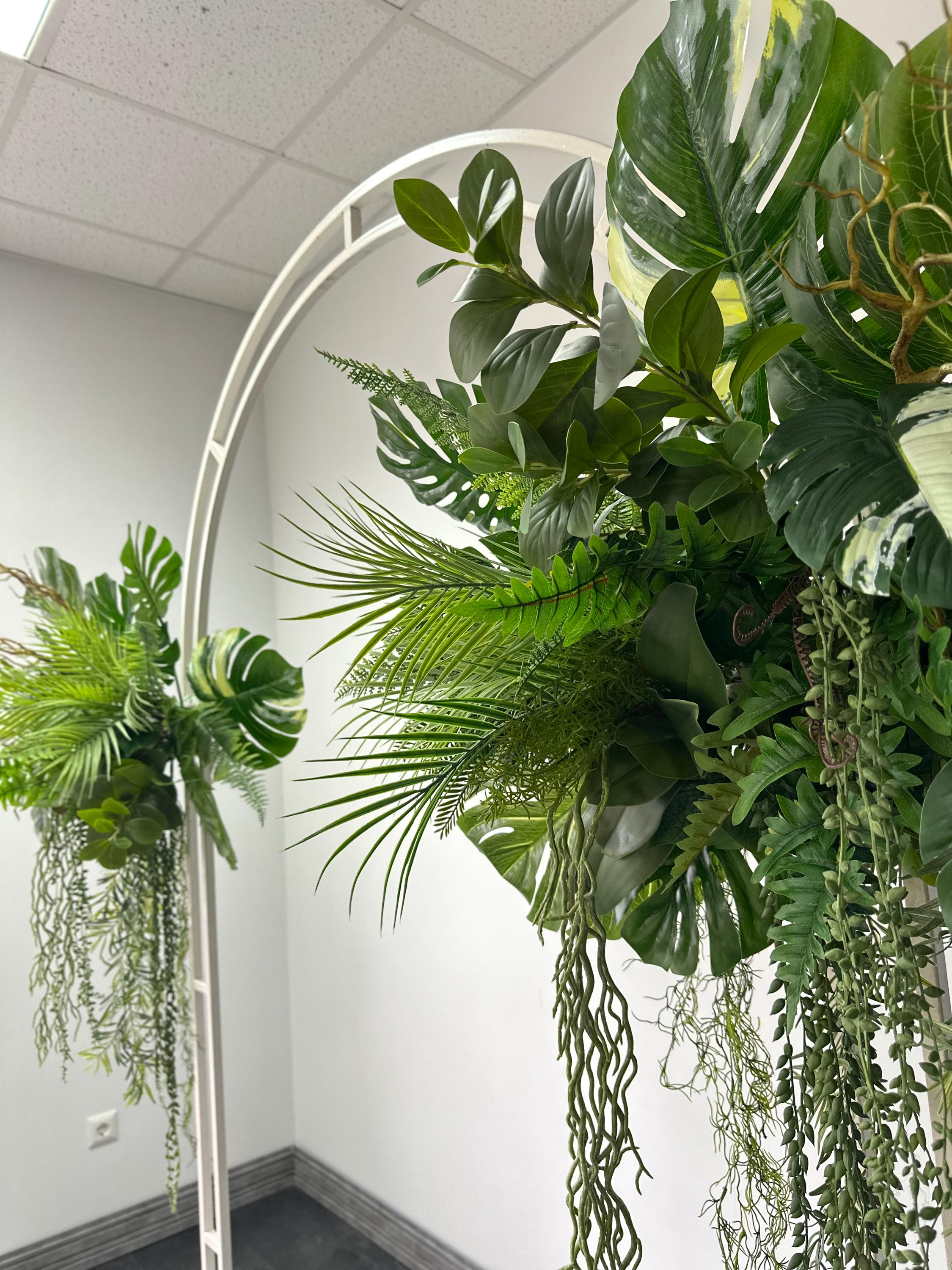 Real Touch Greenery Arch Arrangement, Monstera and Palm Leave Swag ...