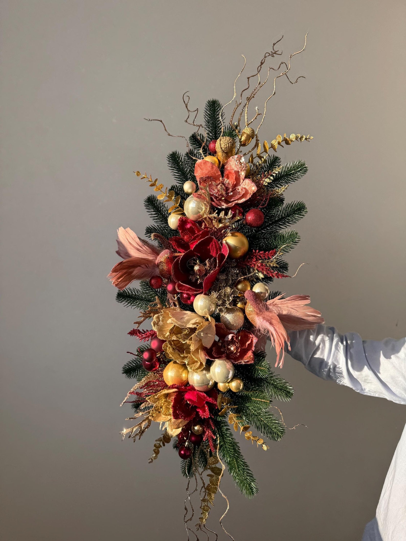 Christmas Stair Swag, Stairway Garland, Xmas Centerpiece, Xmas Mantel ...