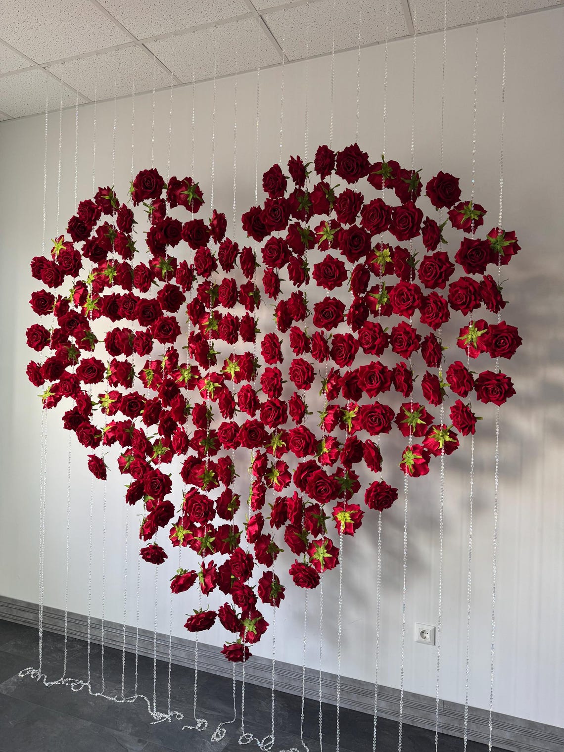 Hanging Red Rose Garland, Valentines Day Decor, Heart Engagement ...