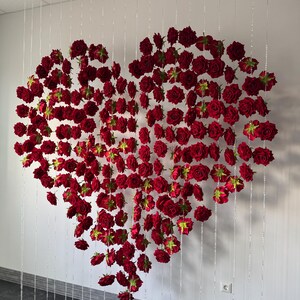 Hanging Red Rose Garland, Valentines Day Decor, Heart Engagement ...
