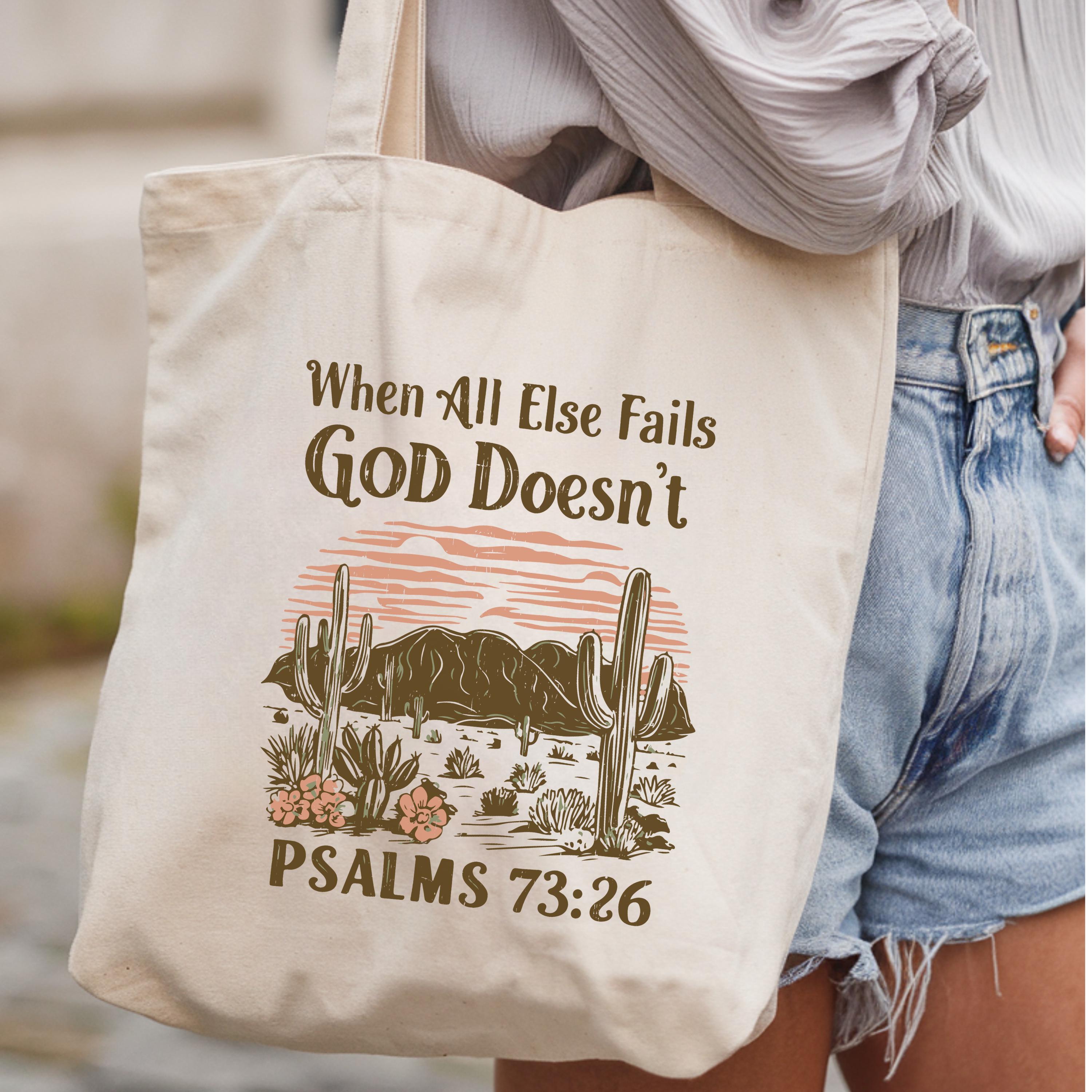 Christian Tote Bag, Psalms 76:26 Bible Verse Design, Reusable Religious ...