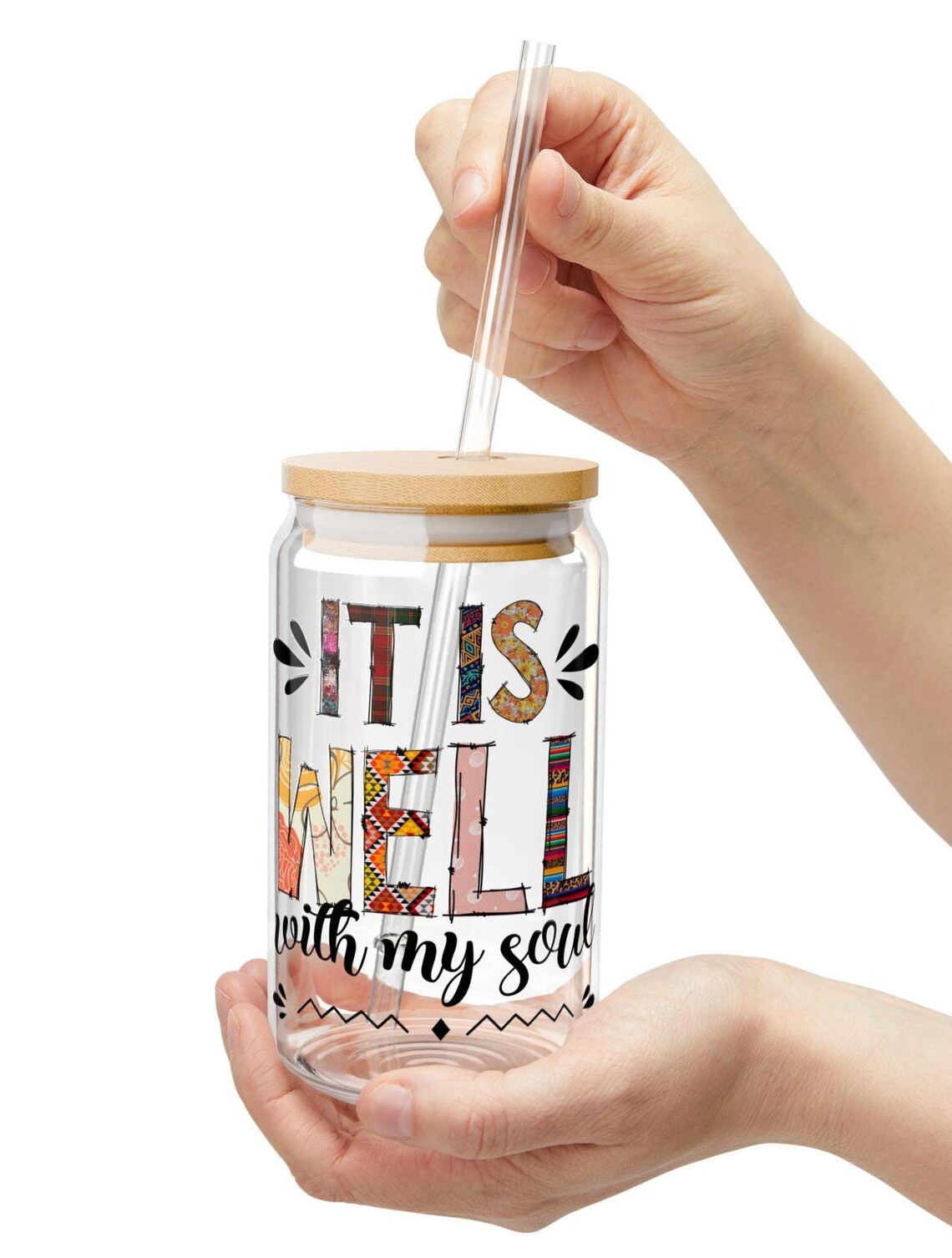 It is Well With My Soul Sipper Glass, 16oz, With or Without Lid/straw ...