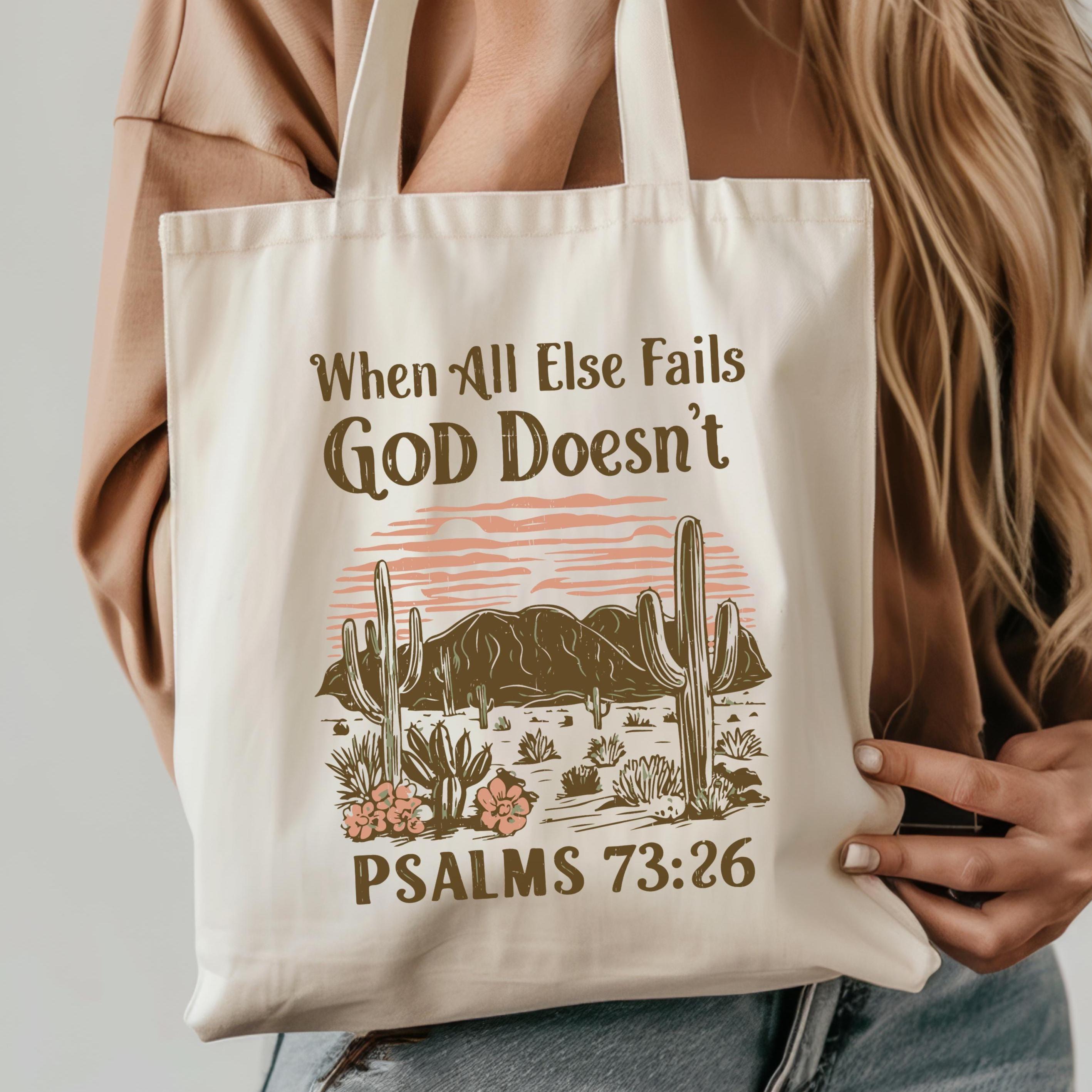 Christian Tote Bag, Psalms 76:26 Bible Verse Design, Reusable Religious ...