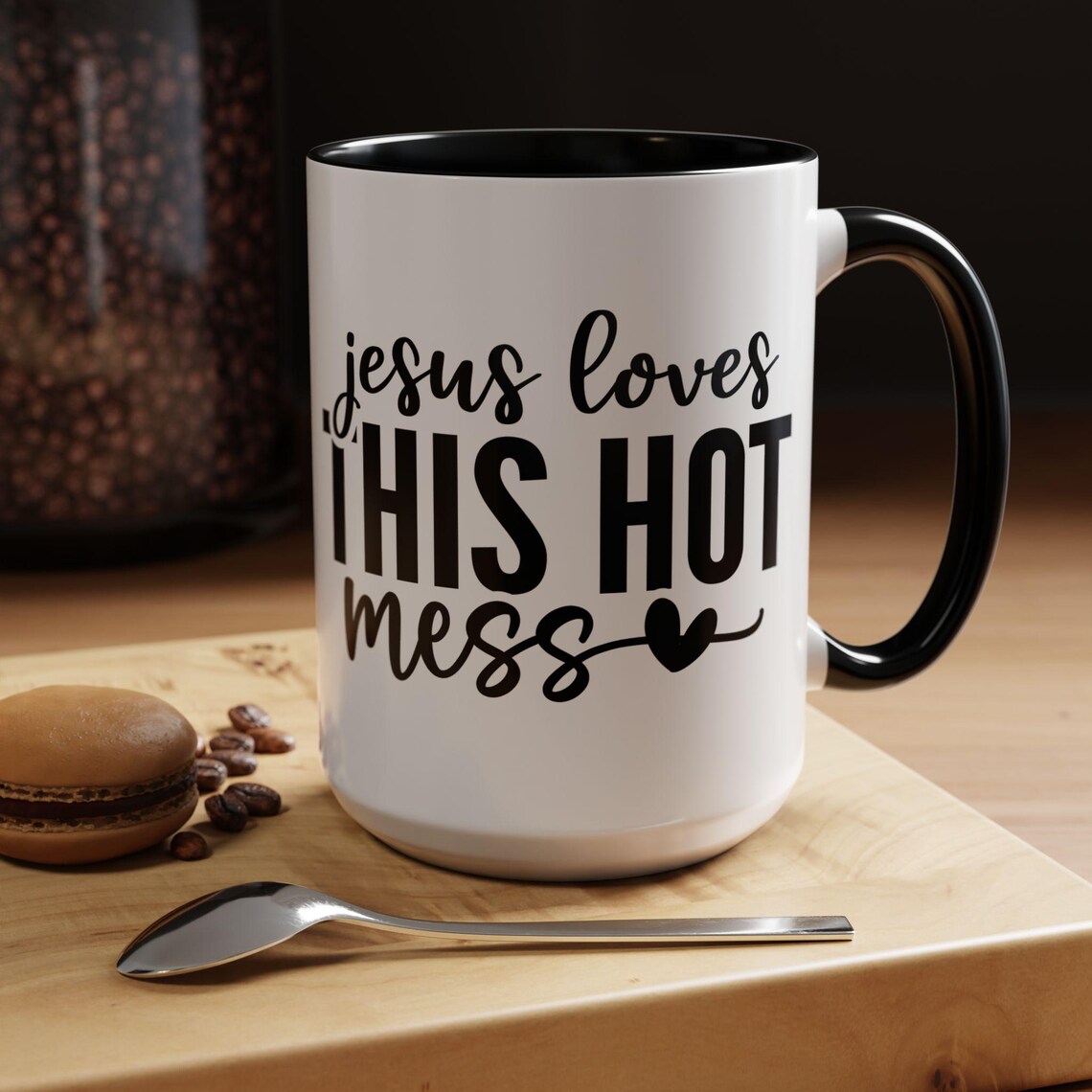 Jesus Loves This Hot Mess Accent Coffee Mug 11, 15oz, Christian Mug ...