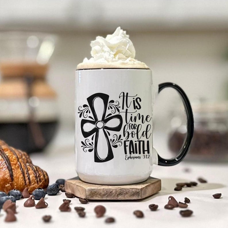 Christian Cross Coffee Mug: Inspirational Bible Verse Religious Gift - Etsy